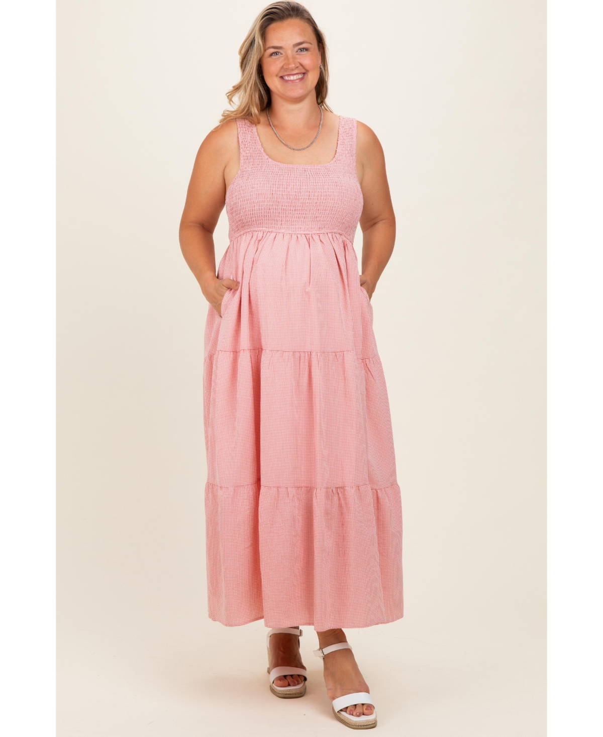 Click here for Pinkblush Maternity Tiered Smocked Square Neck Max... prices