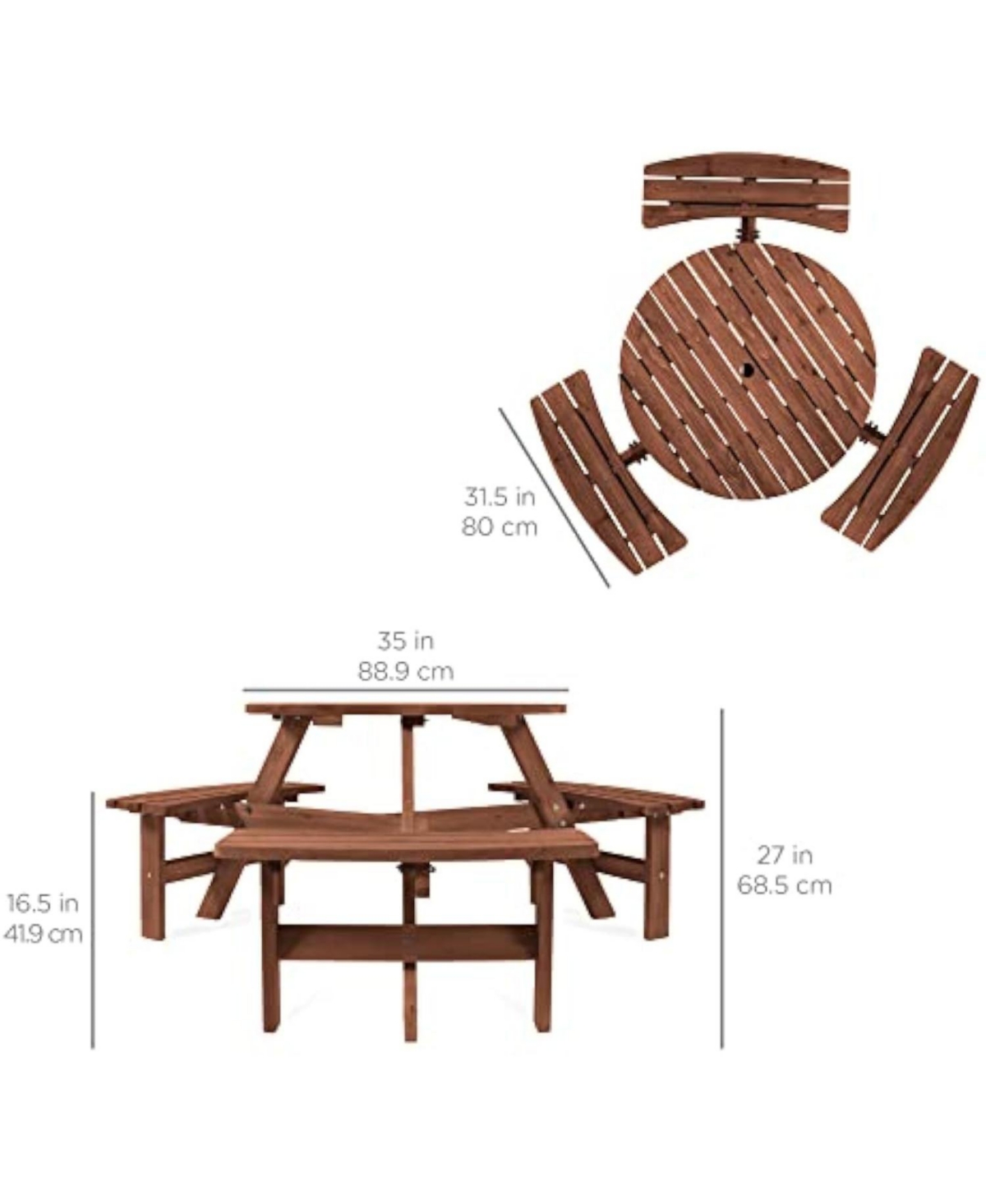 Click here for Gaomon 6-Person Round Natural Wood Outdoor Picnic... prices