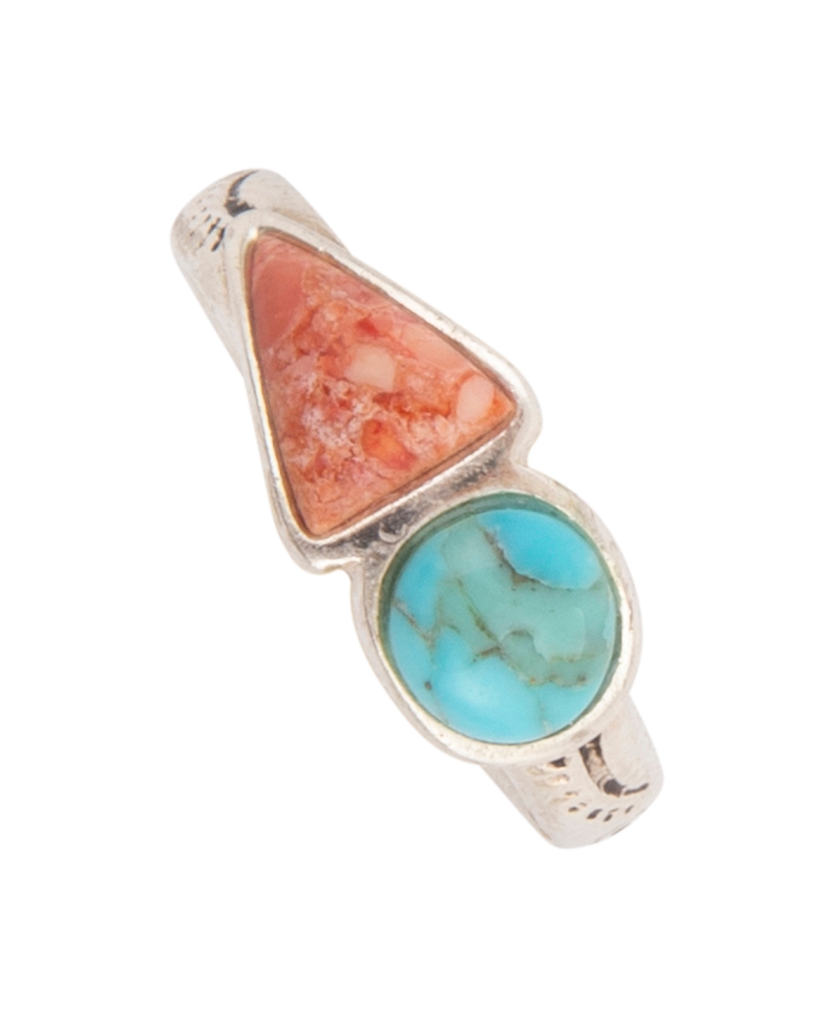 Click here for Barse Blue Turquoise and Orange Coral Duo Silver R... prices