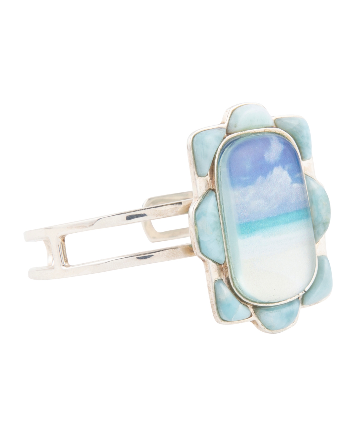 Click here for Barse Scenic Beach Blue Larimar and Silver Cuff Br... prices