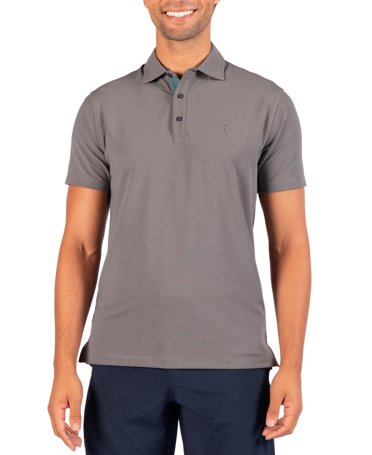 Click here for TailorByrd Mens Micro Grid Performance Polo - Grey prices