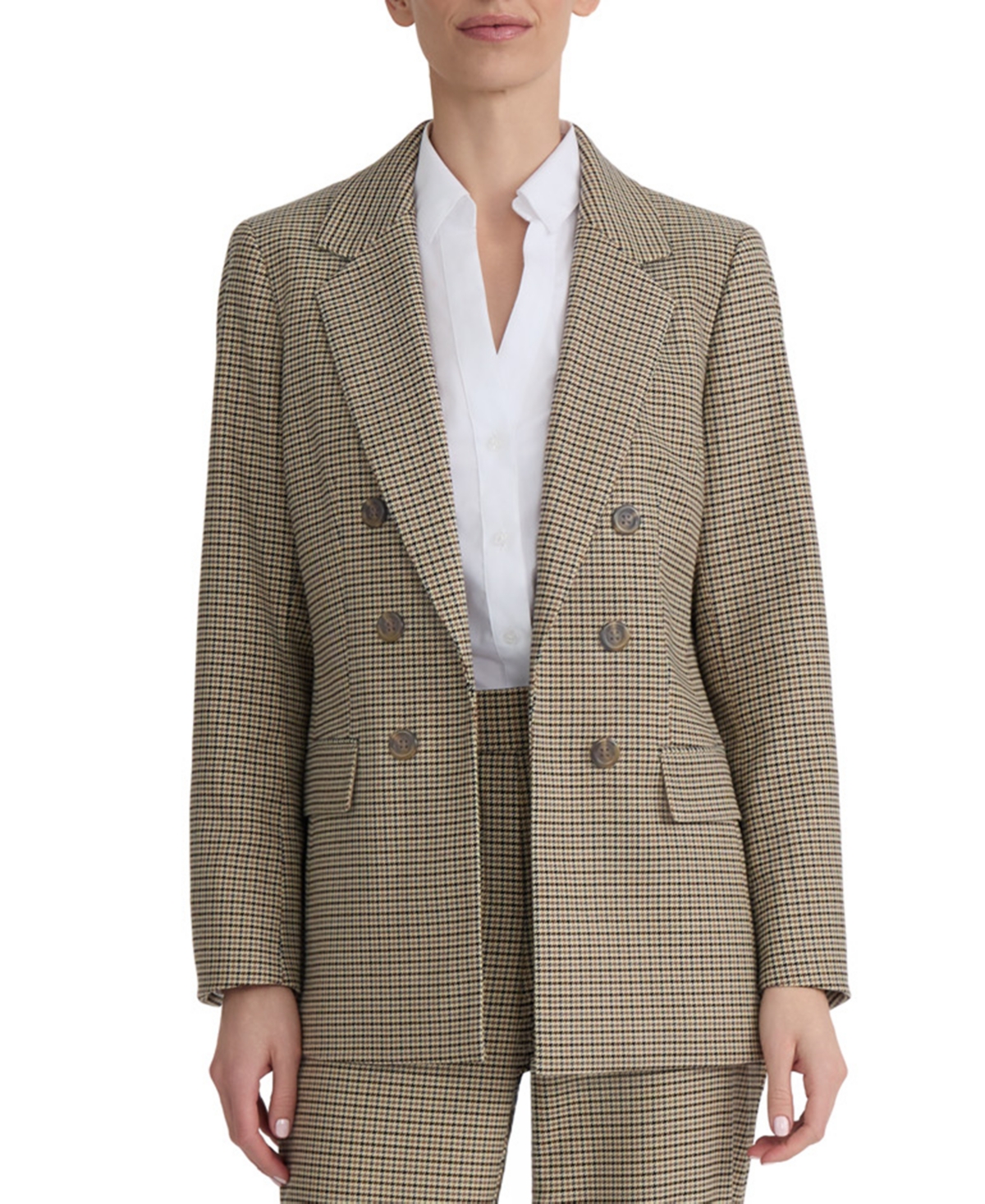 Click here for Jones New York Petite Plaid Double-Breasted Blazer... prices