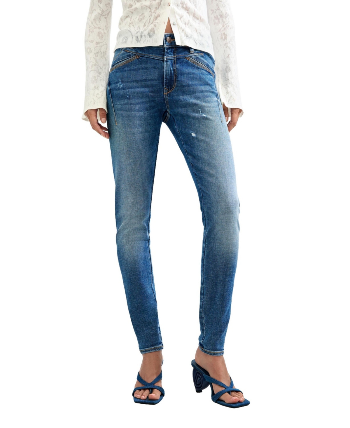 Click here for Desigual Womens Skinny jeans - Medium blue prices