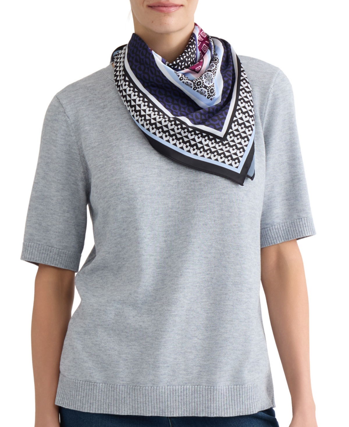 Click here for Jones New York Plus Size Crewneck Top with Woven S... prices