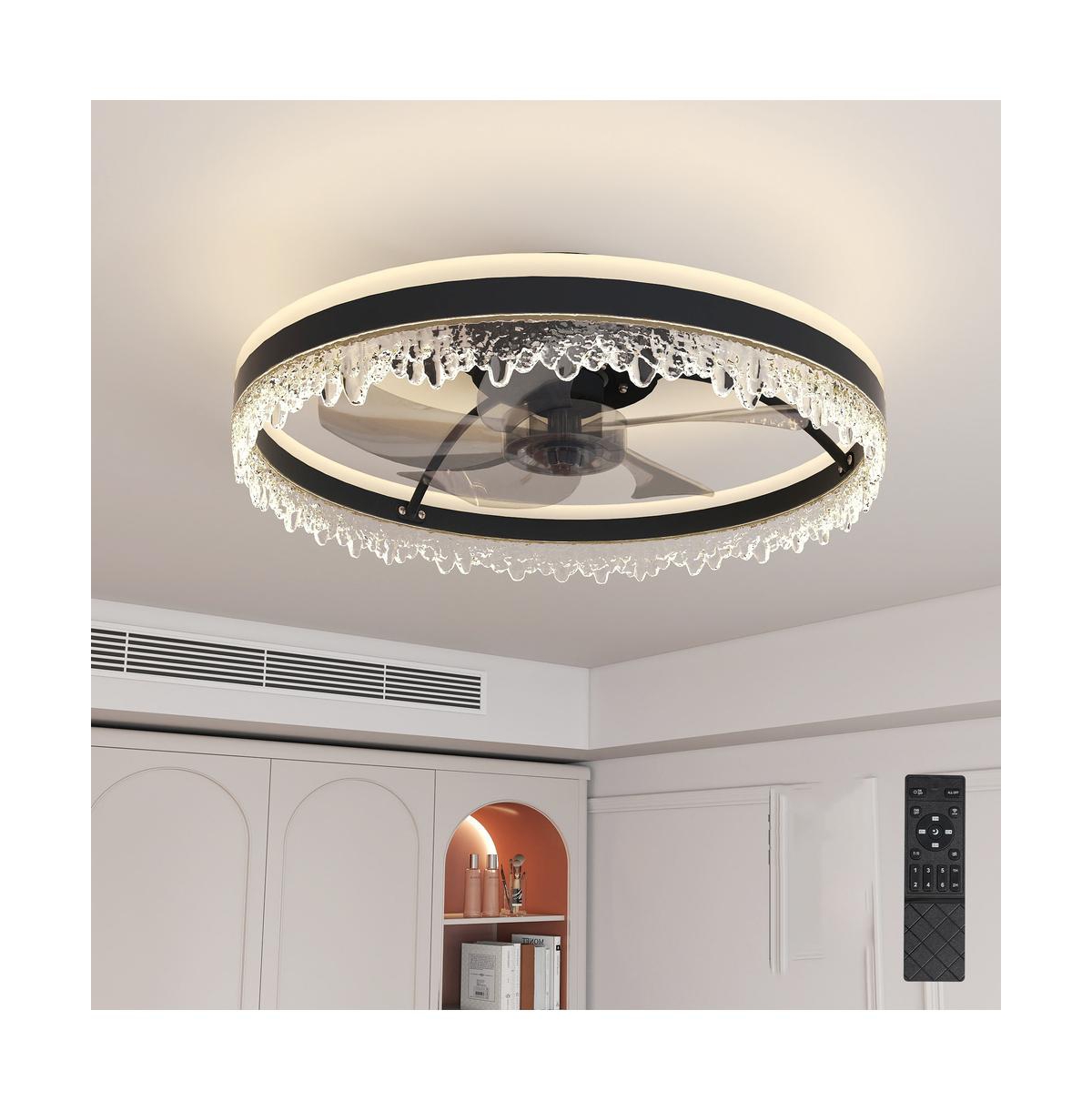Click here for Sofucor 20-inch Black Smart Flush Mount Ceiling Fa... prices