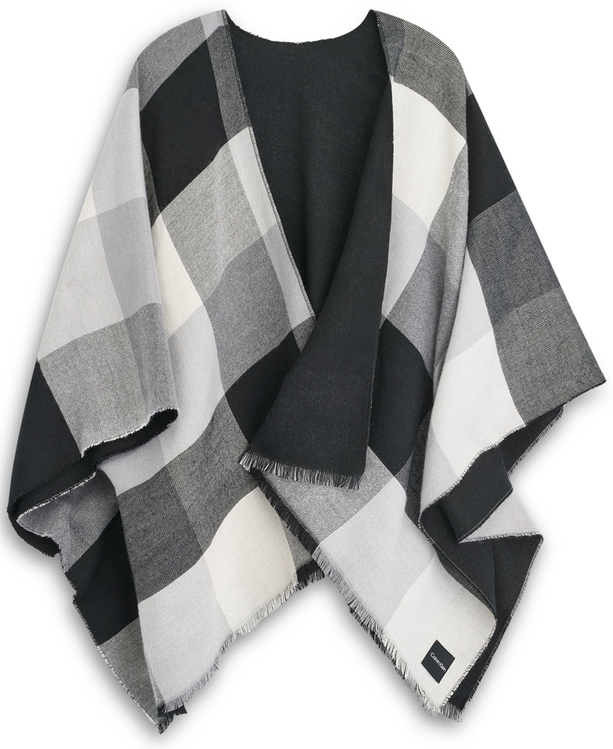 Click here for Calvin Klein Reversible Buffalo Plaid Ruana - Blac... prices