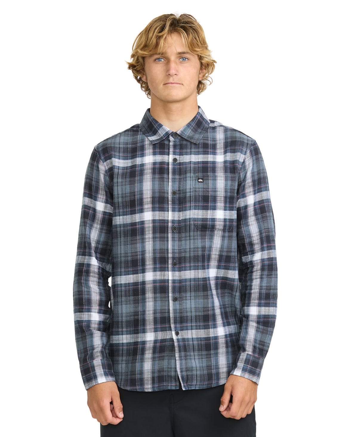 Click here for Quiksilver Mens Textured Plaid Flannel Shirt - Blu... prices