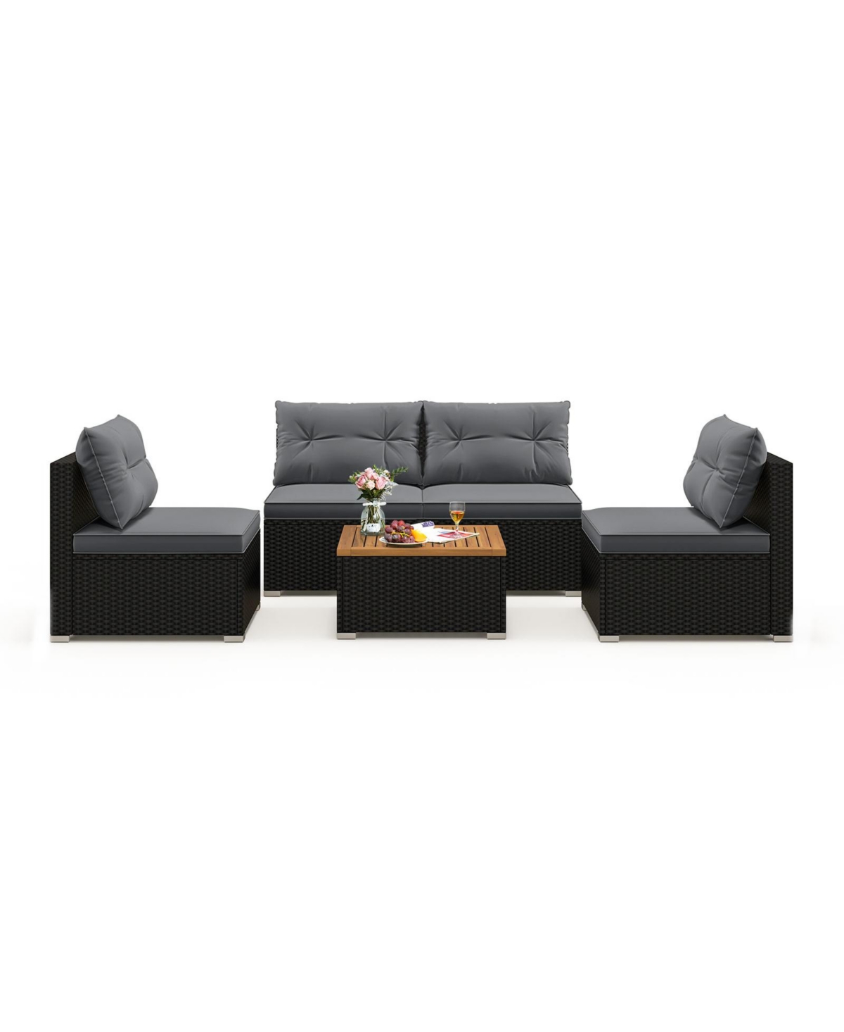 Click here for Gouun 5-Piece Outdoor Wicker Seating Set with Acac... prices