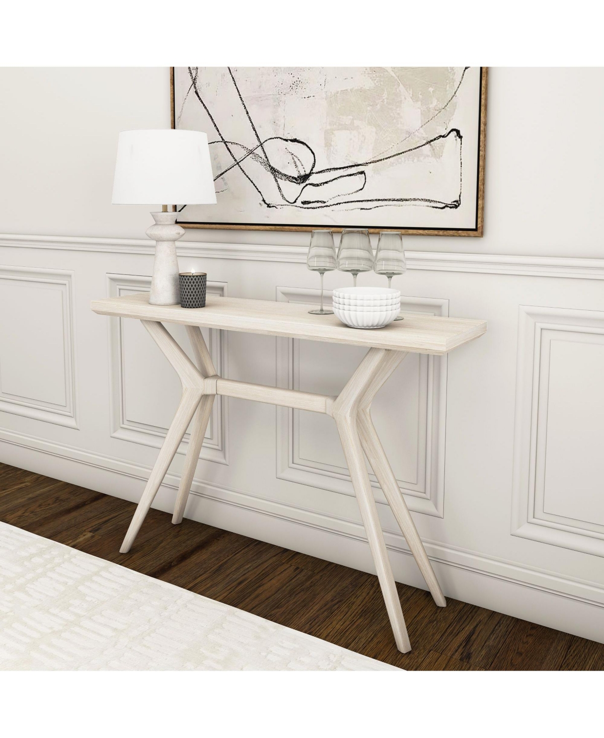 Click here for Plank+Beam Verso Console Table - White sand wirebr... prices