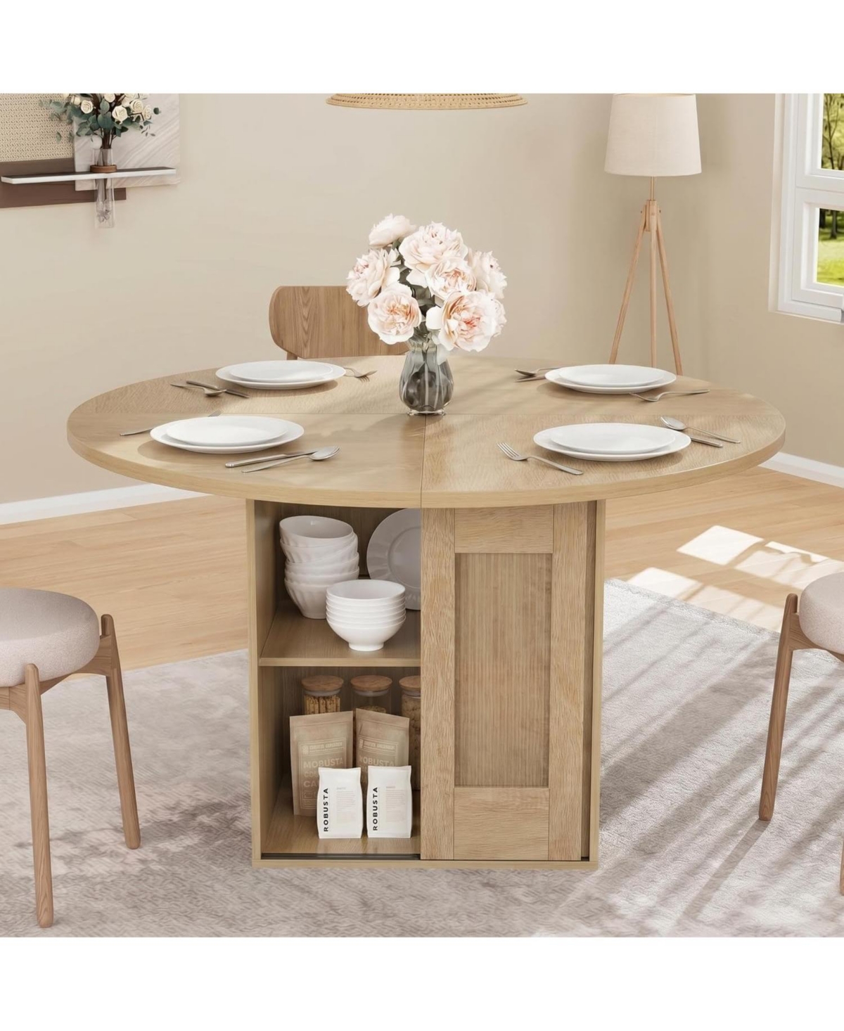 Click here for gaomon 47-inch Round Dining Table with Storage for... prices