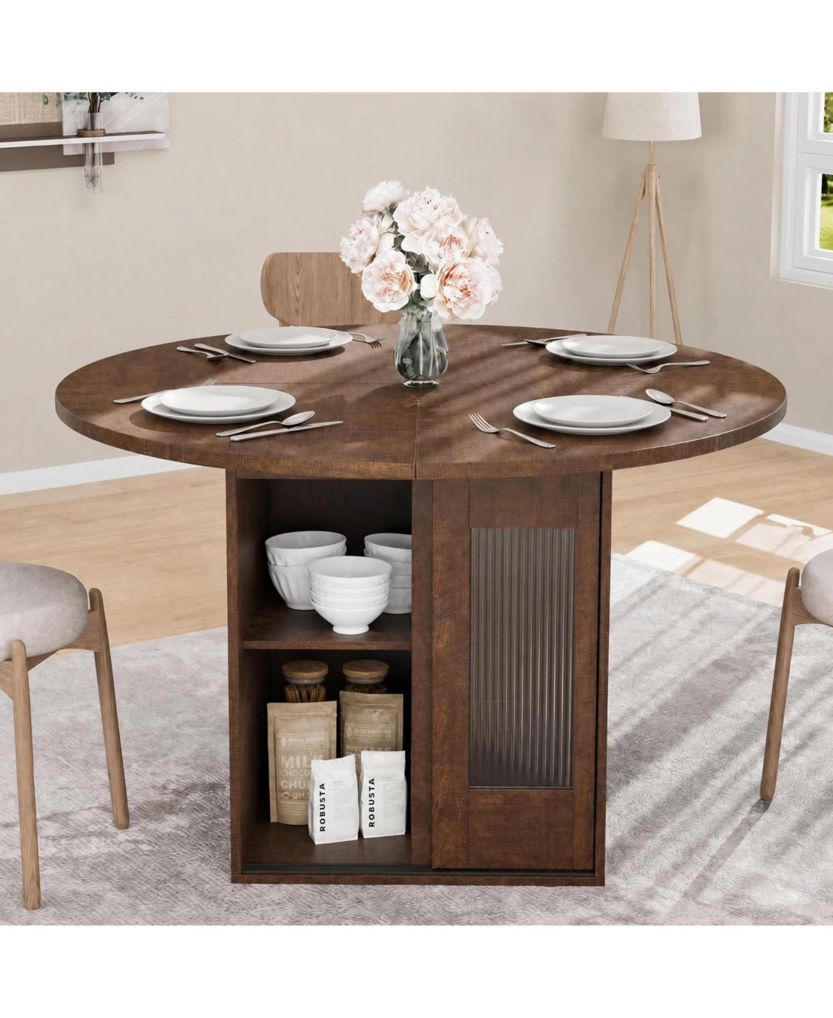Click here for gaomon 47-inch Round Dining Table with Storage for... prices