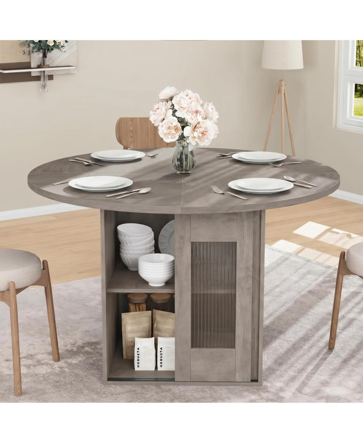Click here for gaomon 47-inch Round Dining Table with Storage for... prices