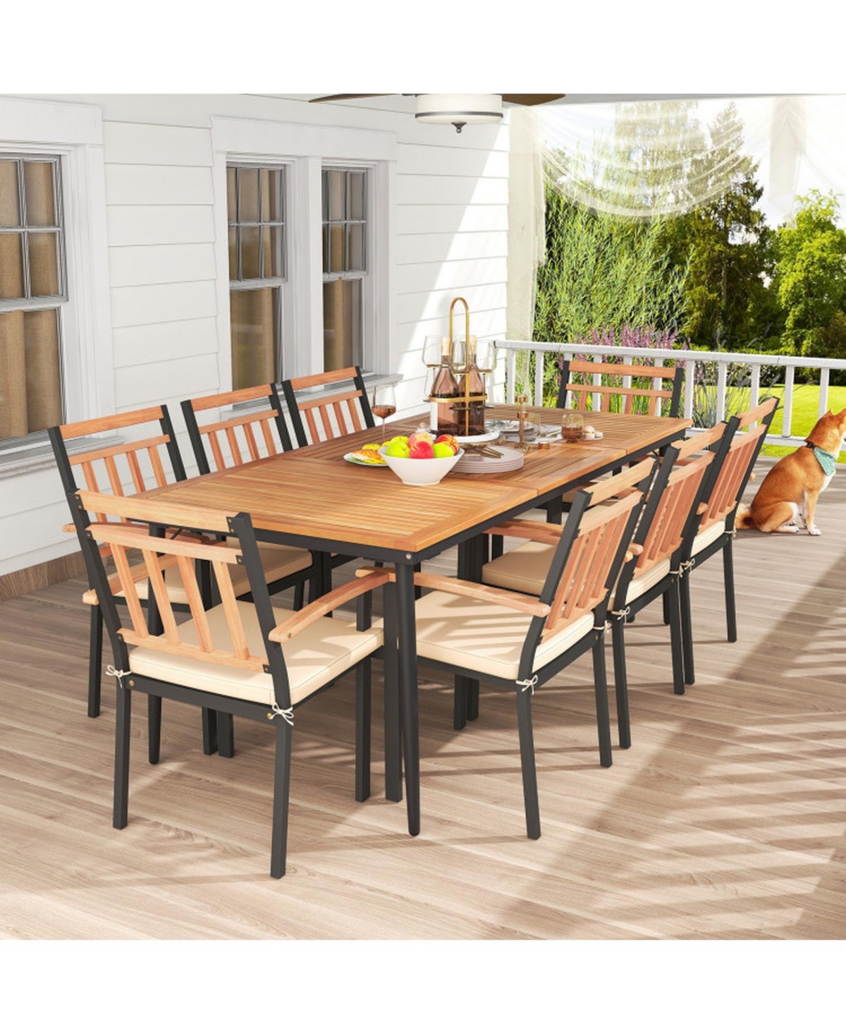 Click here for Gouun 9-Piece Outdoor Acacia Wood Patio Dining Set... prices