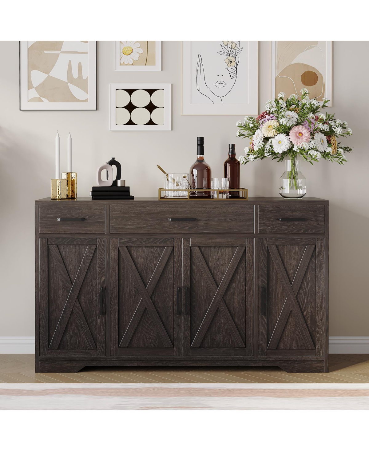 Click here for homfan 55 Farmhouse Sideboard Buffet Cabinet with... prices