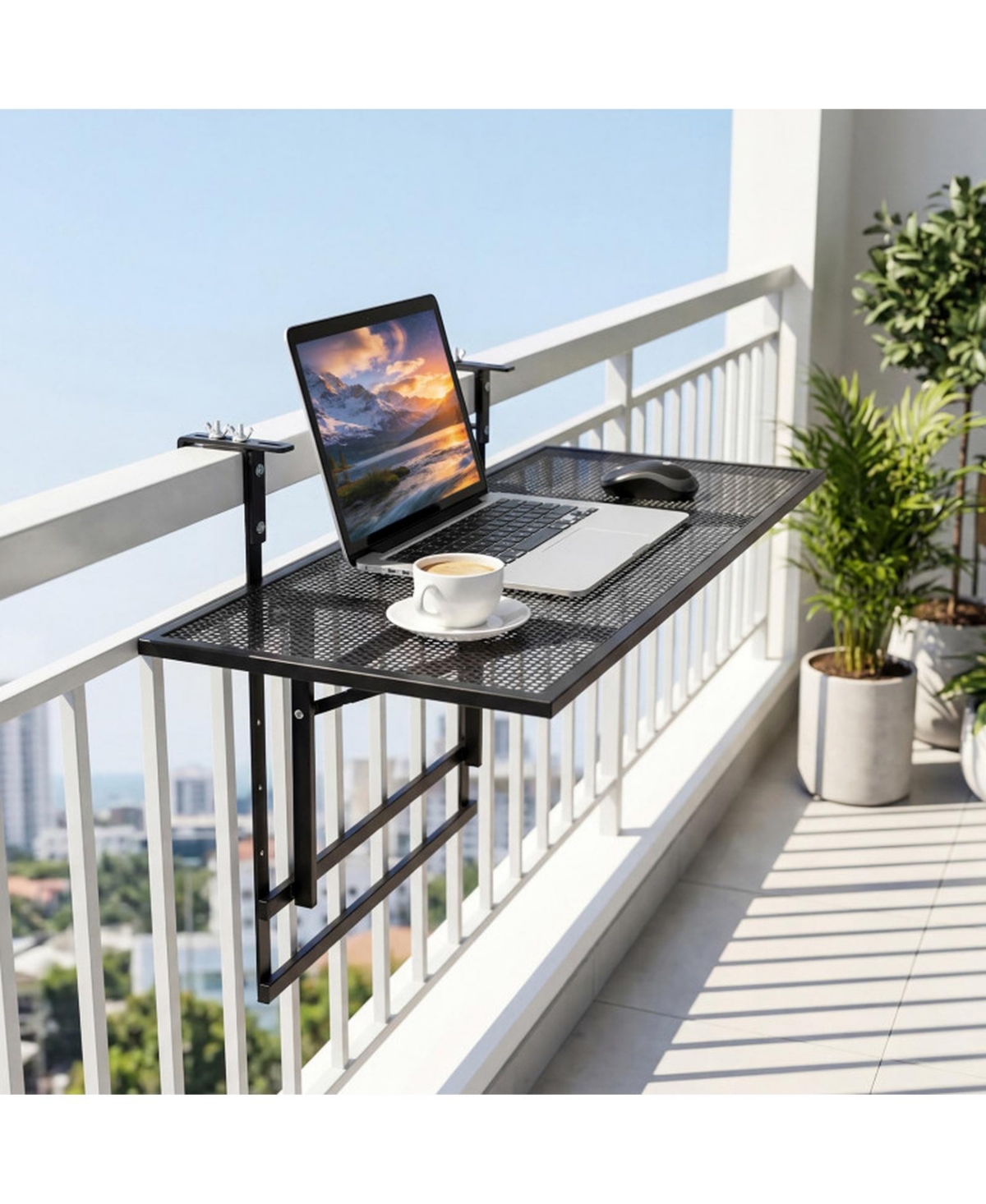 Click here for Gouun Folding Balcony Bar Table with 5-Position Ad... prices