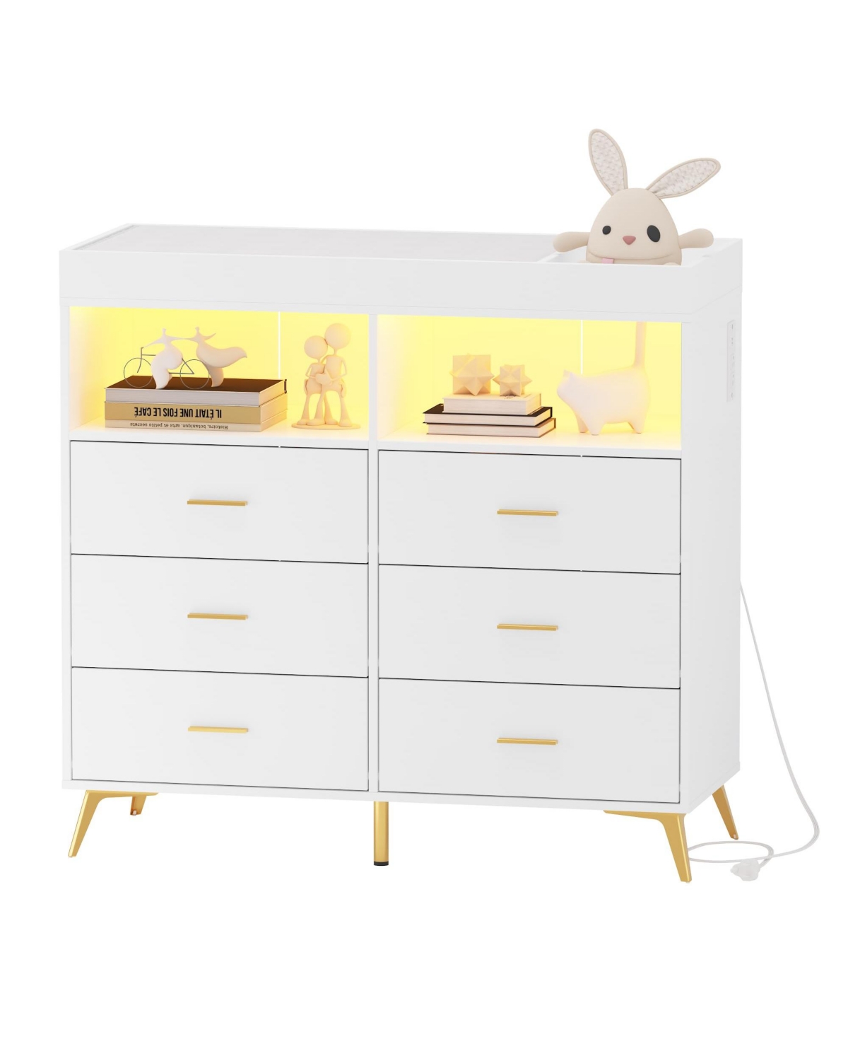 Click here for homfan 6-Drawer Changing Table Dresser with Led Li... prices
