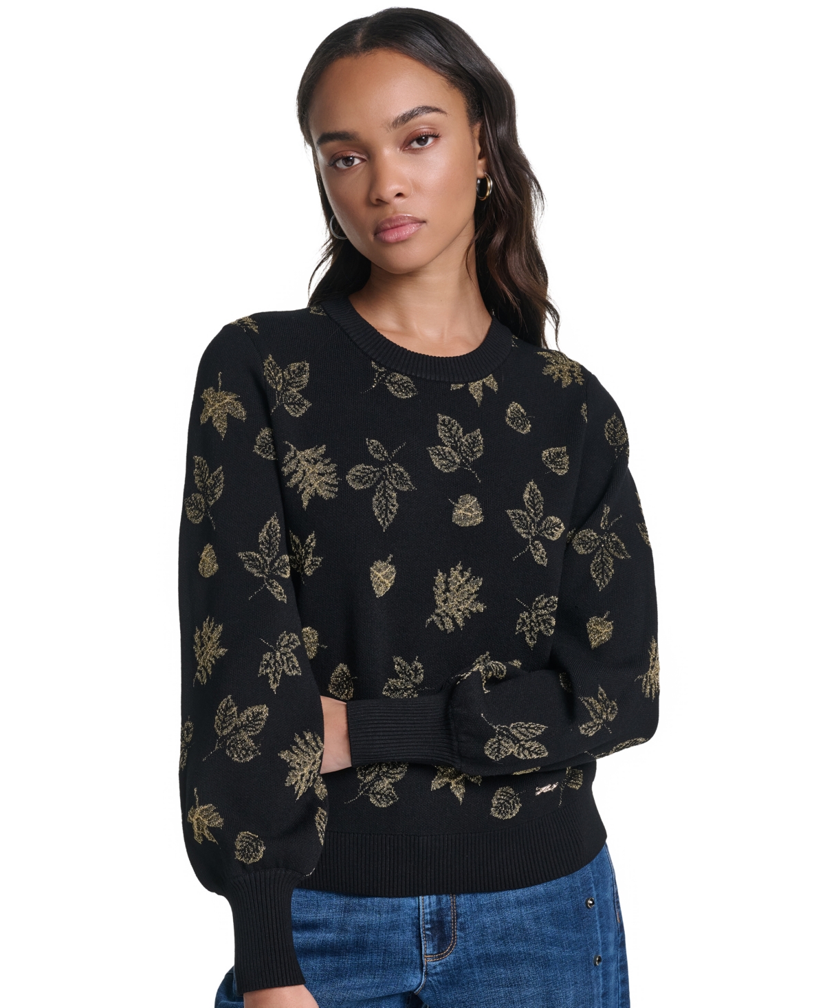 Click here for Karl Lagerfeld Paris Petite Lurex Motif Crewneck S... prices