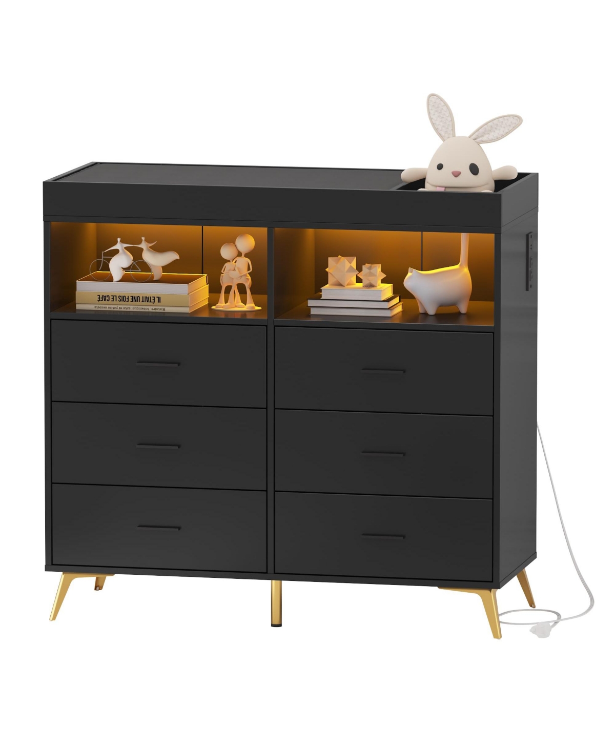 Click here for homfan 6-Drawer Changing Table Dresser with Led Li... prices