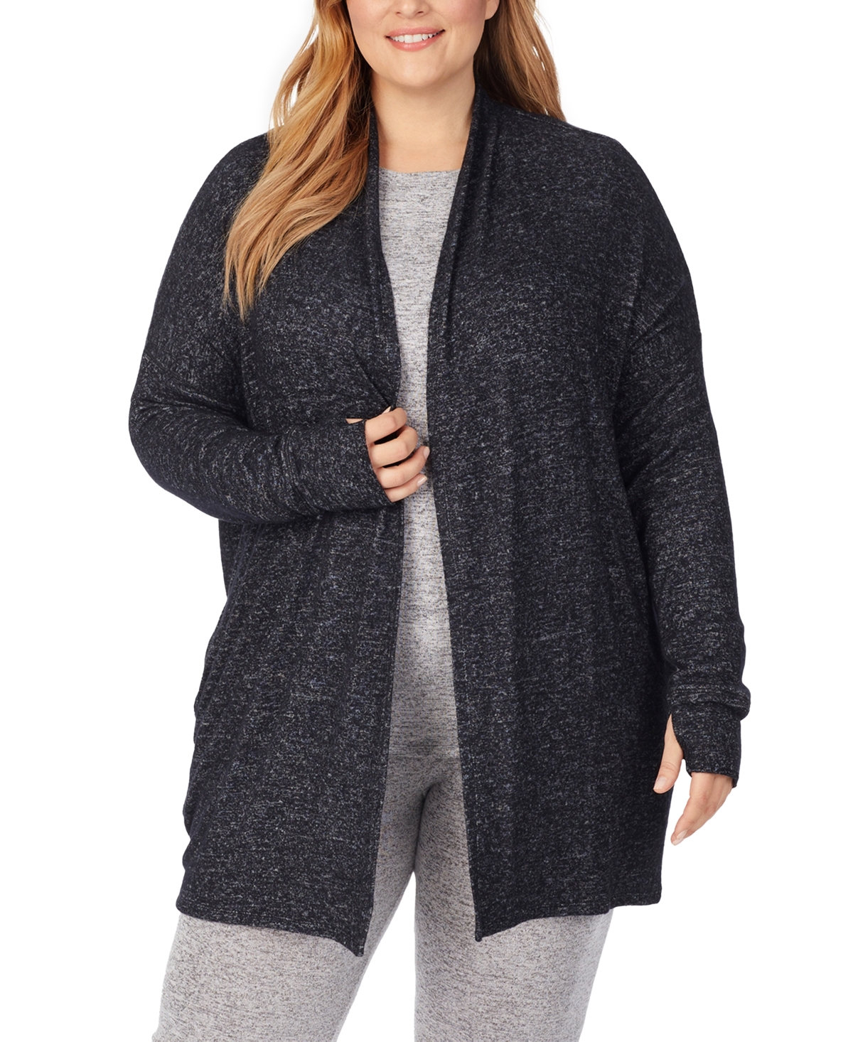 Click here for Cuddl Duds Plus Size SoftKnit Shawl Collar Thumbho... prices