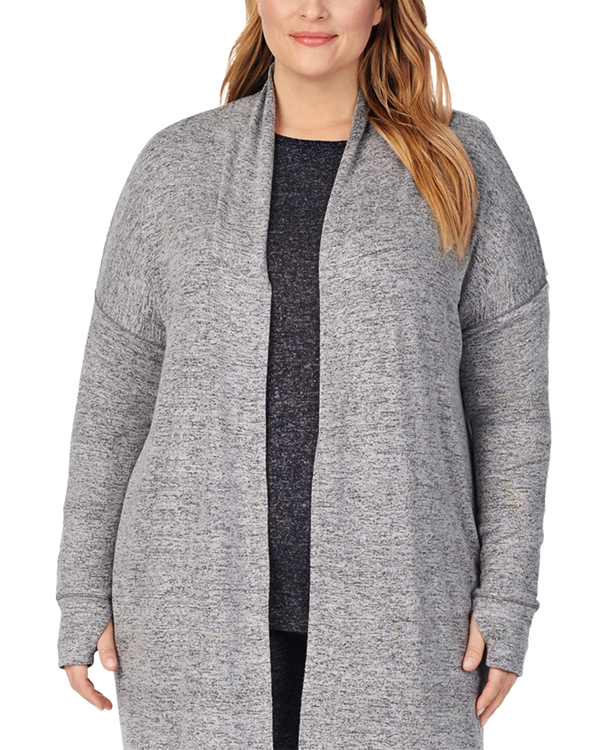 Click here for Cuddl Duds Plus Size SoftKnit Shawl Collar Thumbho... prices