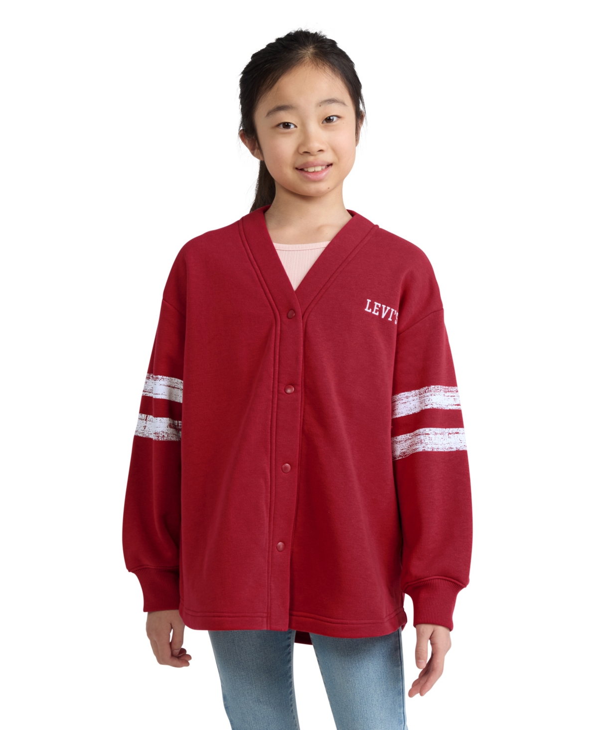 Click here for Levis Girls 7-16 V-Neck Varsity Fleece Cardigan Sw... prices