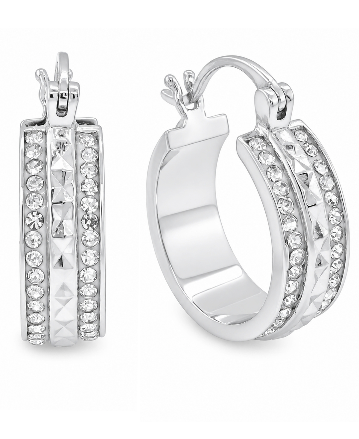 Click here for And Now This Crystal Silver Plated Hoop Earring -... prices