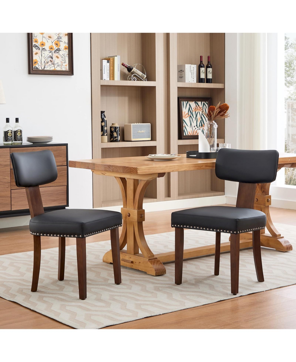 Click here for homfan Set of 2 Modern Dining Chairs - Leather Uph... prices