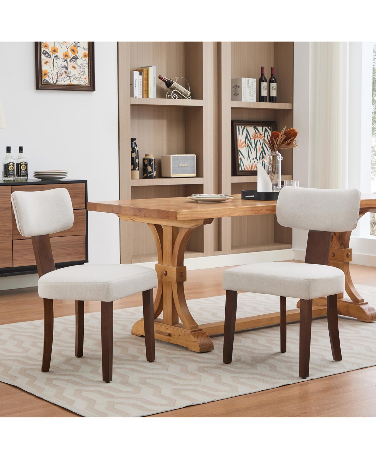Click here for homfan Set of 2 Modern Dining Chairs - Leather Uph... prices