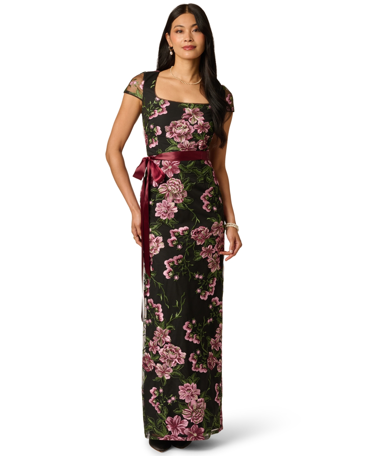 Click here for Adrianna Papell Womens Cascading Floral Column Squ... prices