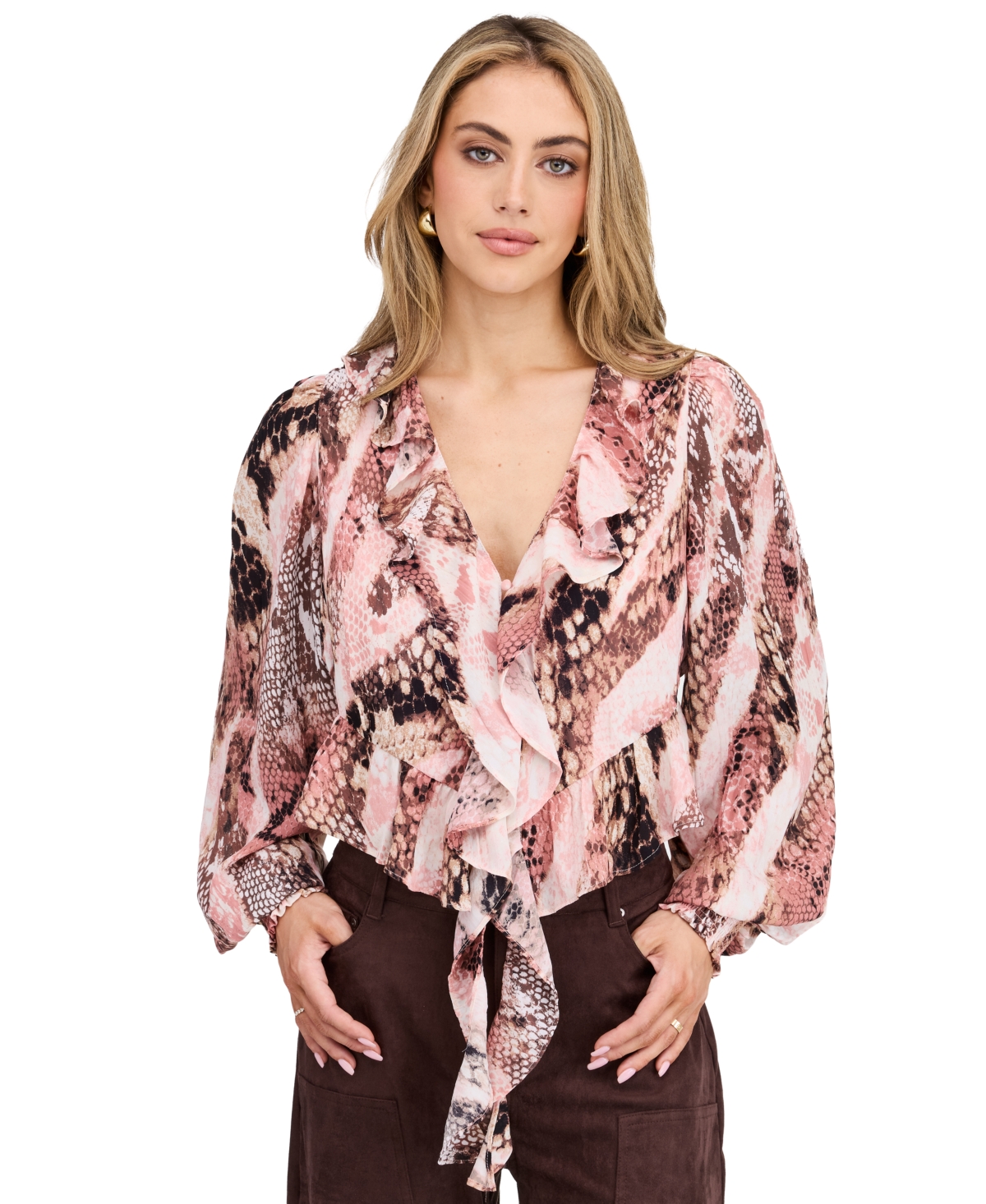 Click here for Kittenish Womens Audrey Yoryu Long-Sleeve Ruffle S... prices