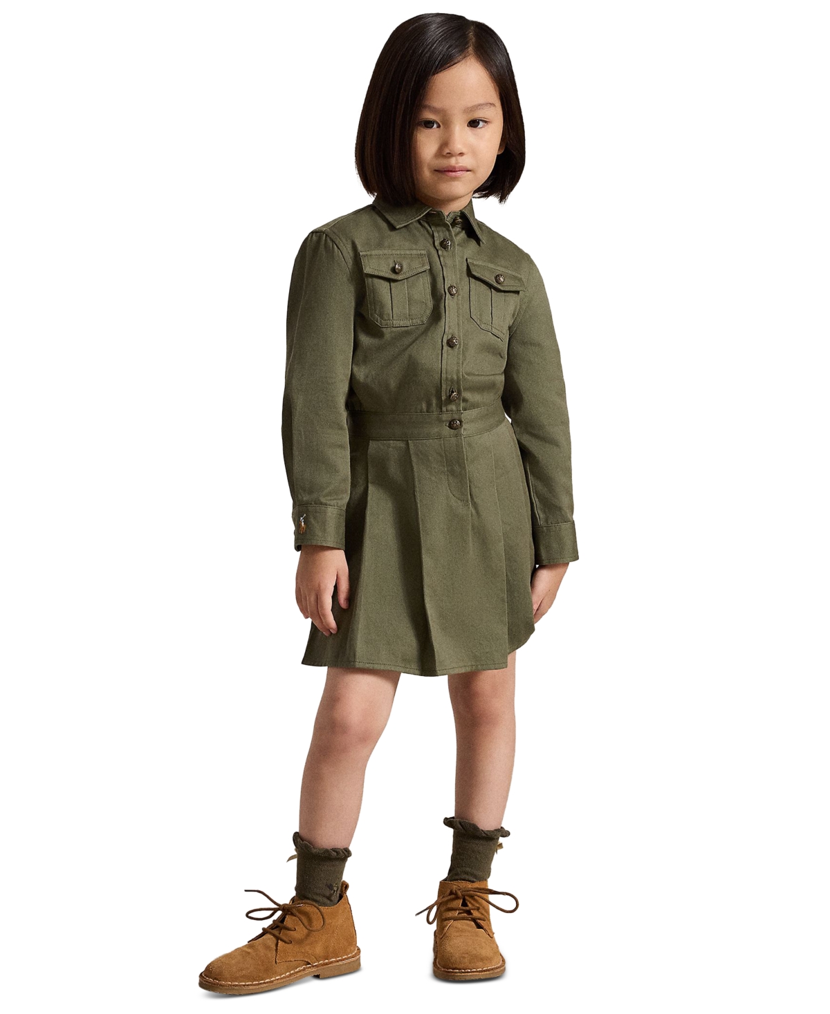 Click here for Polo Ralph Lauren Girls 2T-6X Pleated Cotton Twill... prices