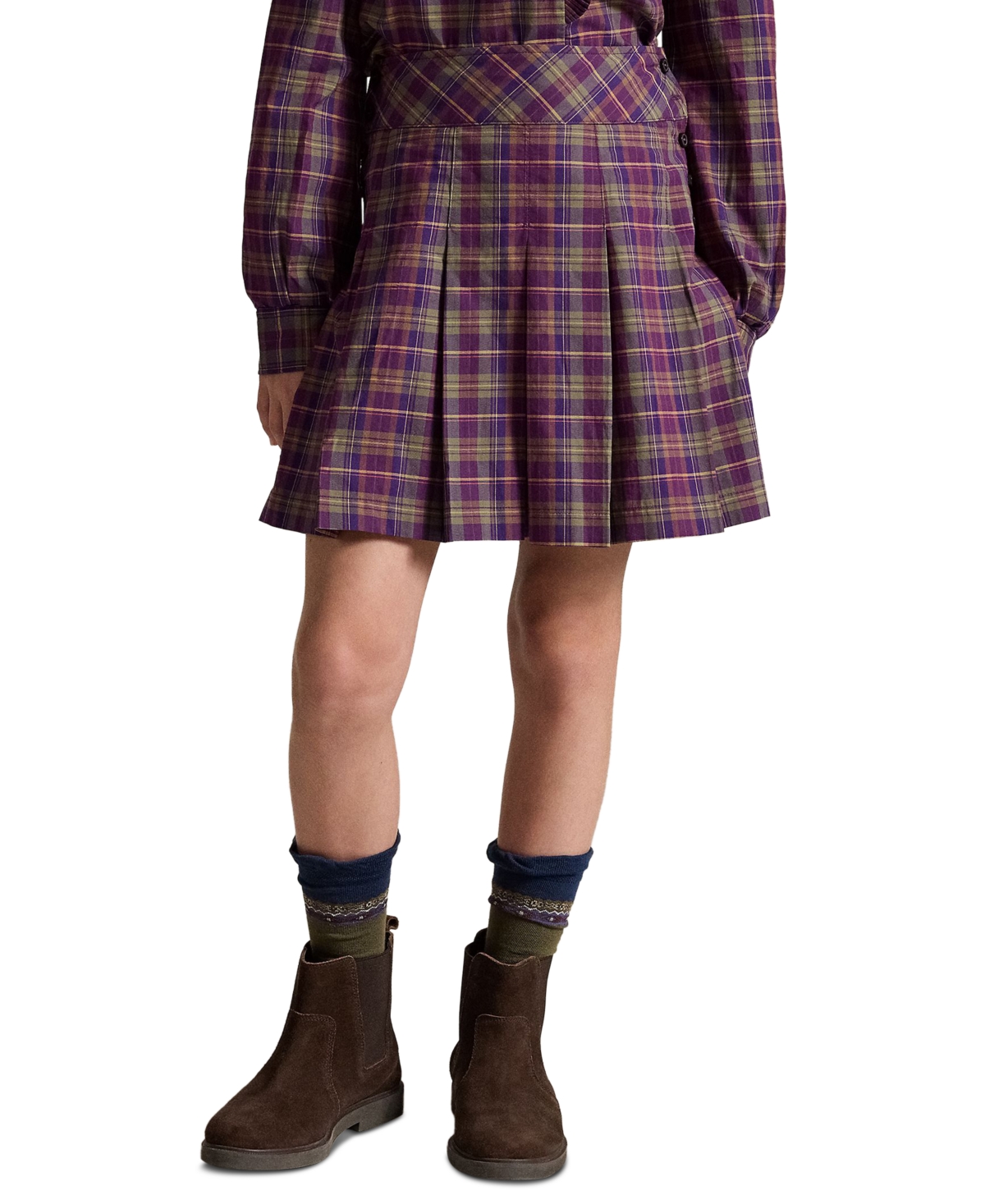 Click here for Polo Ralph Lauren Girls 7-16 Plaid Pleated Cotton... prices