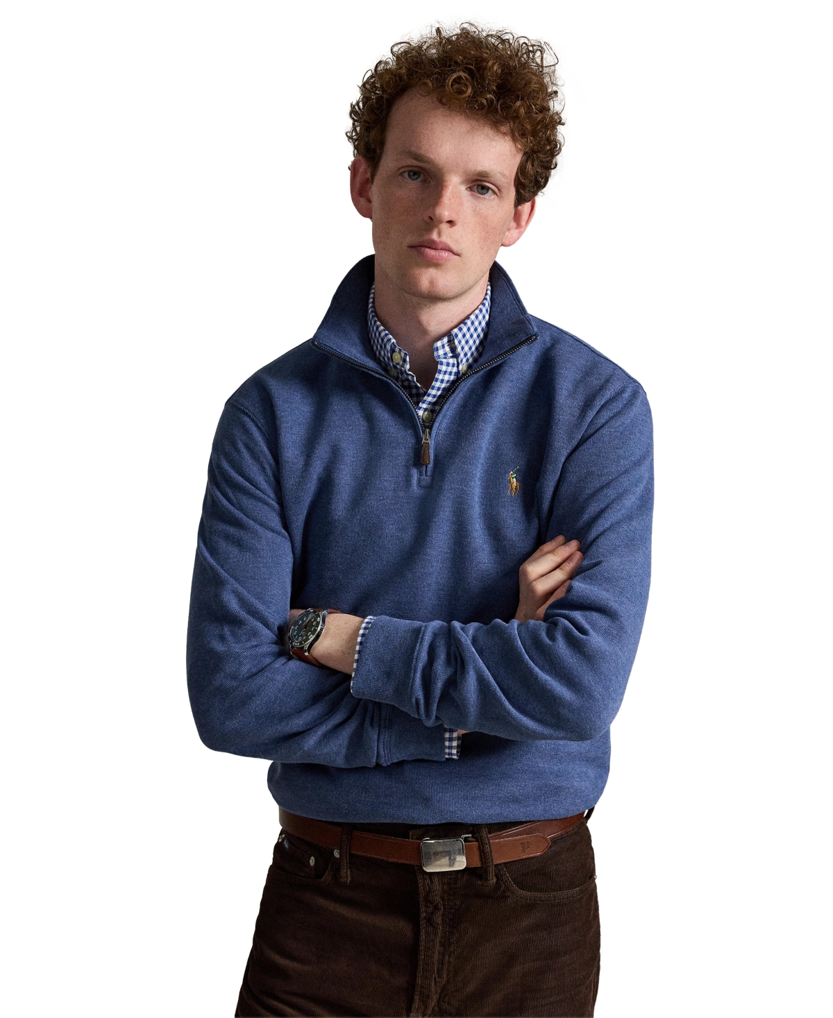Click here for Polo Ralph Lauren Mens Estate-Rib Cotton Quarter-Z... prices