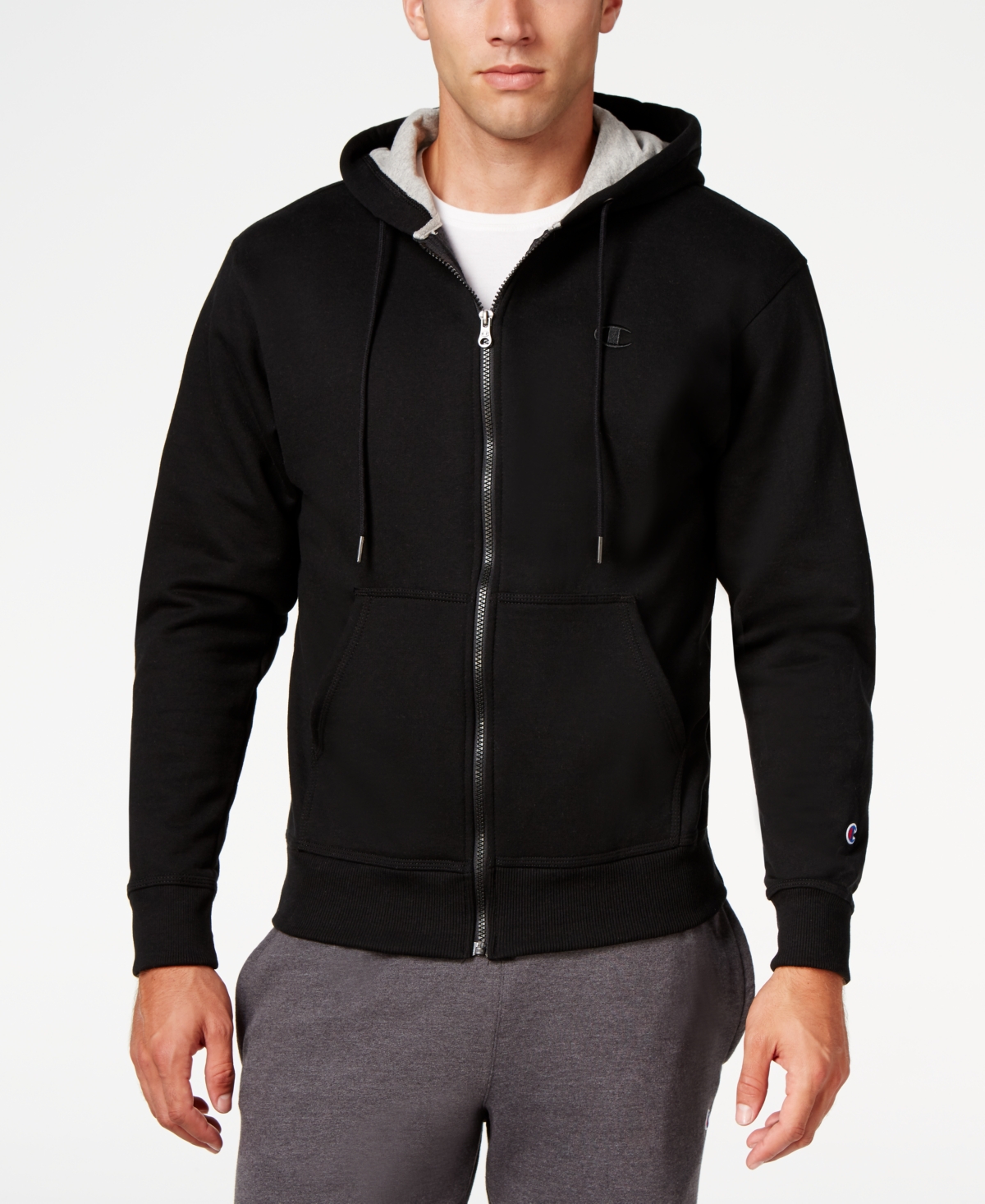 Click here for Champion Mens Powerblend Fleece Zip Hoodie - Black prices