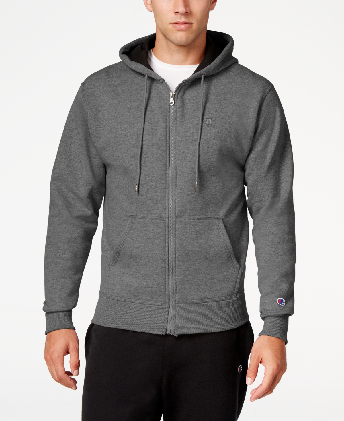 Click here for Champion Mens Powerblend Fleece Zip Hoodie - Grani... prices