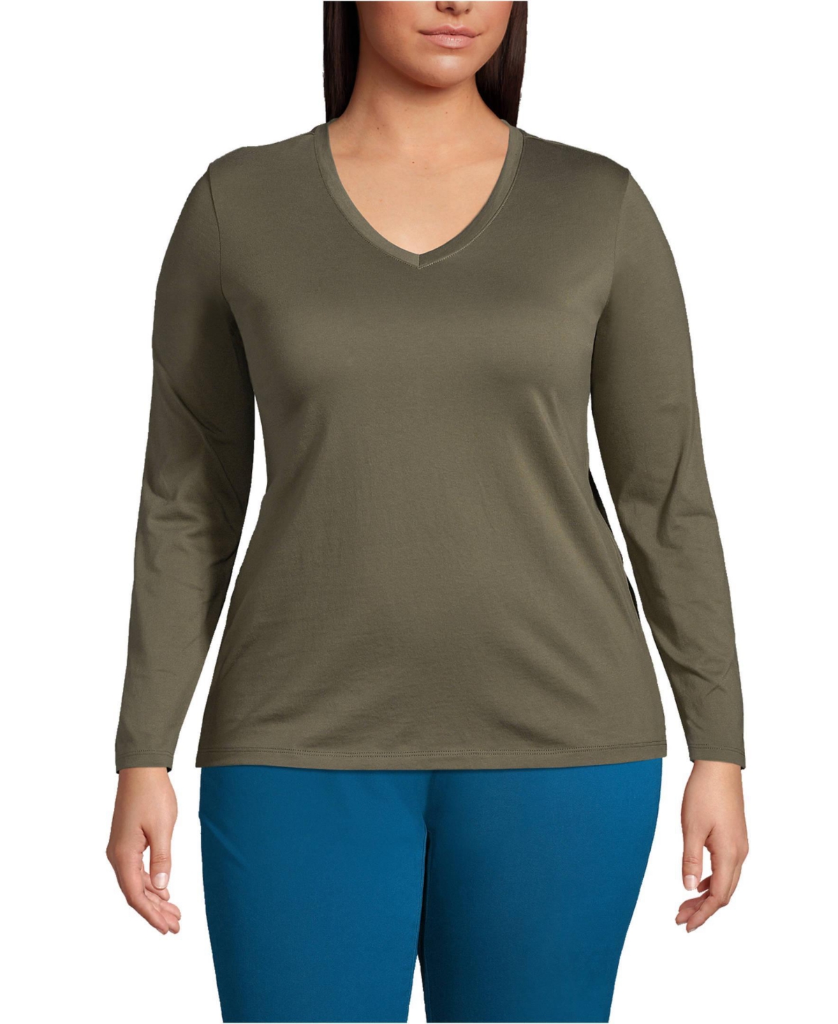 Click here for Lands End Plus Size Relaxed Supima Cotton Long Sle... prices