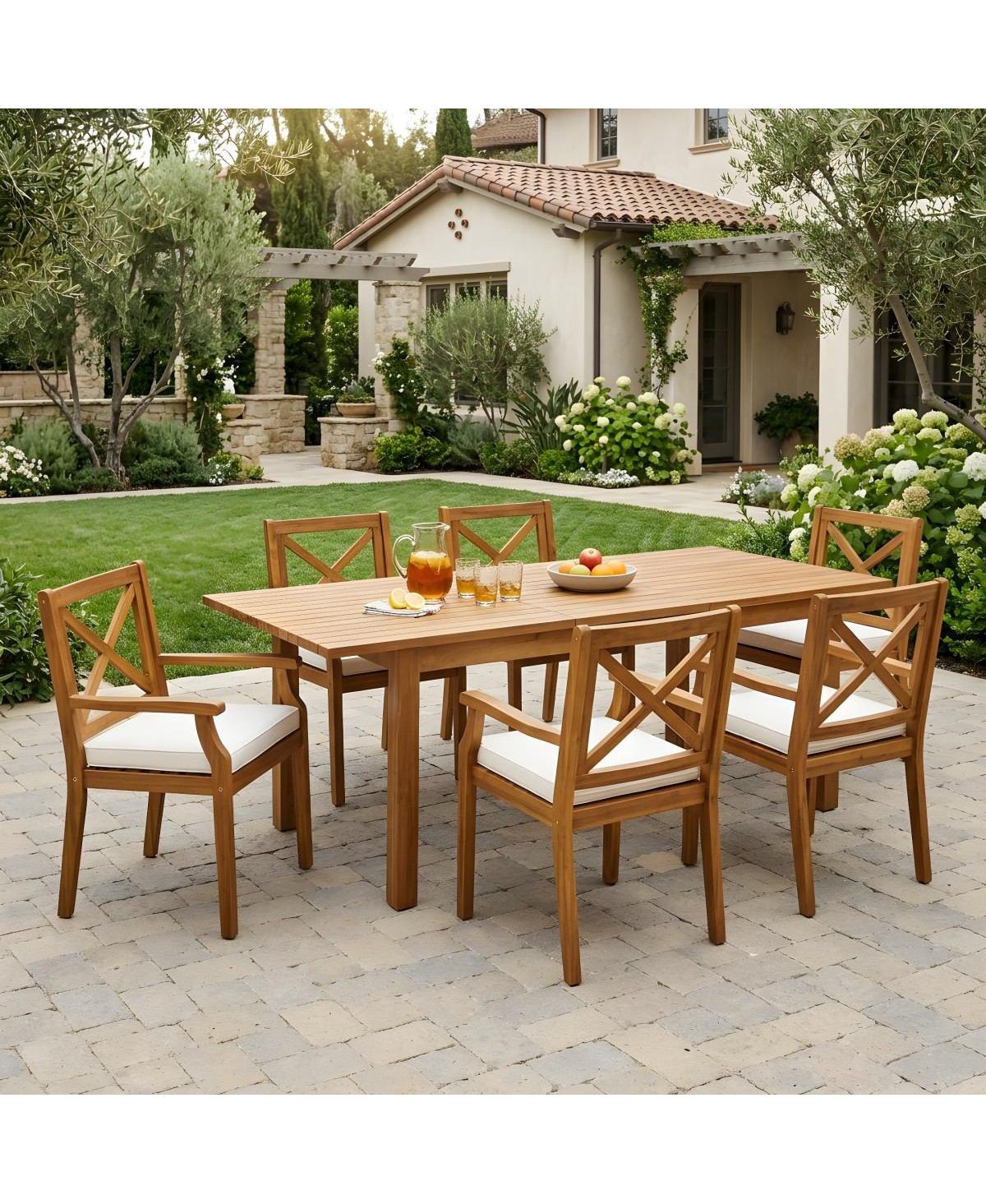 Click here for Asagikoiai 7-Piece Acacia Wood Outdoor Dining Set... prices