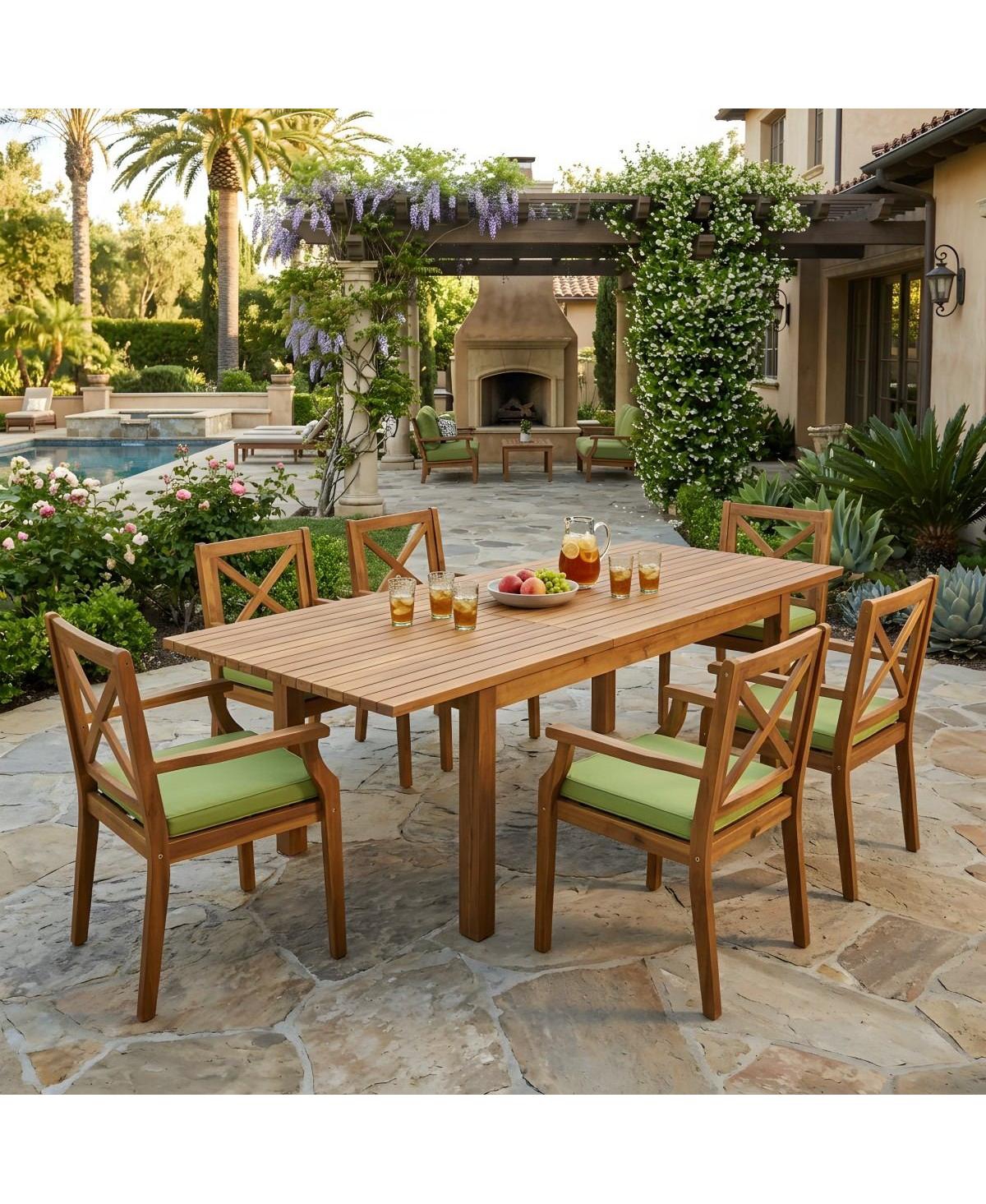 Click here for Asagikoiai 7-Piece Acacia Wood Outdoor Dining Set... prices
