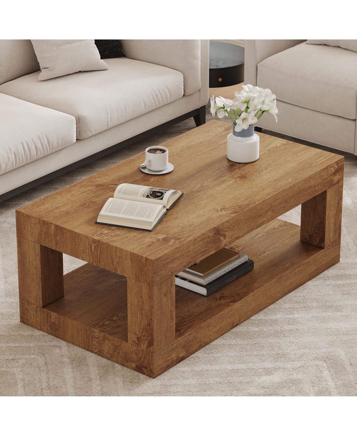 Click here for Flynama Modern 2-Tier Rectangular Coffee Table Mdf... prices