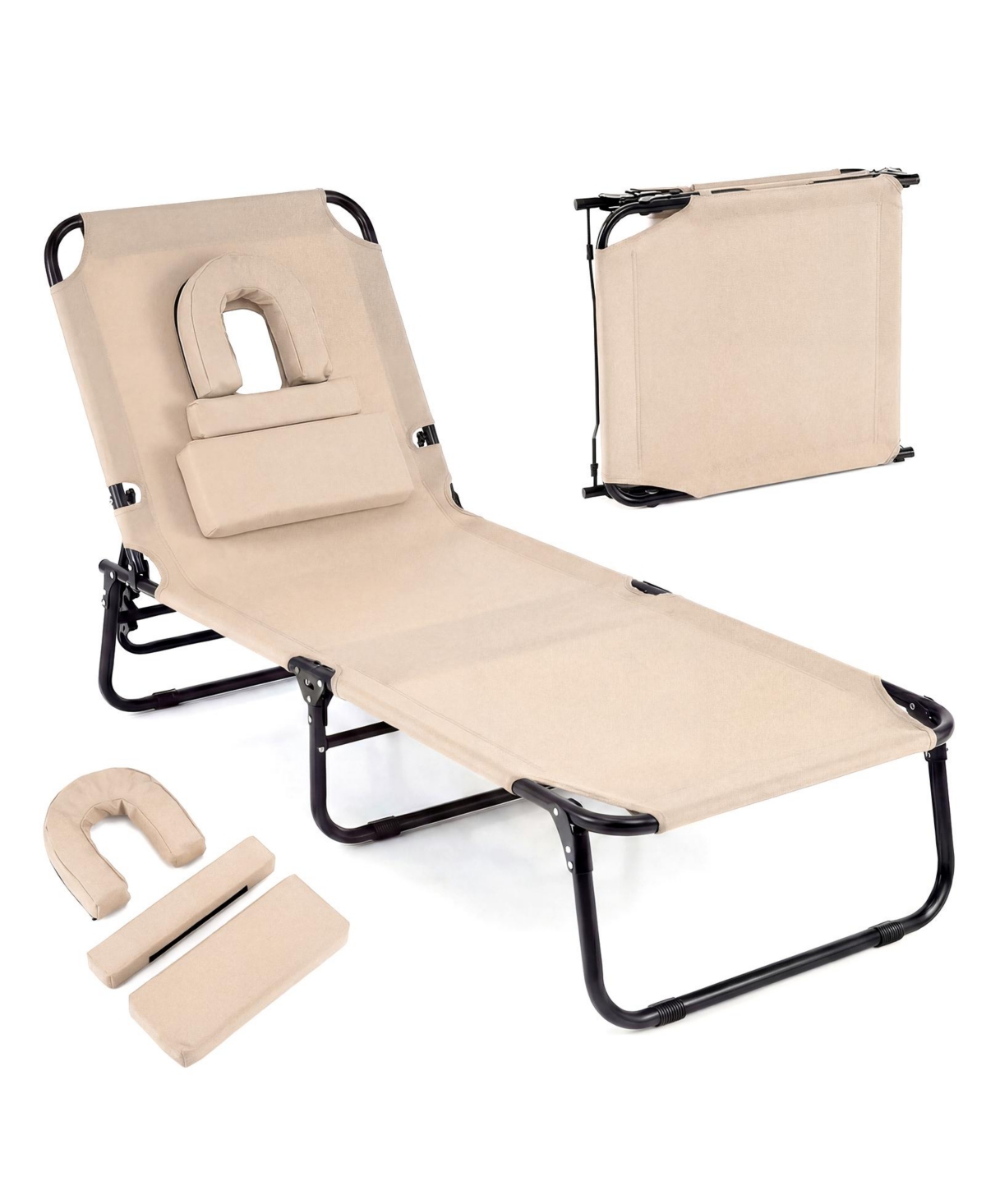 Click here for Costway Beach Chaise Lounge Chair with 4-Position... prices