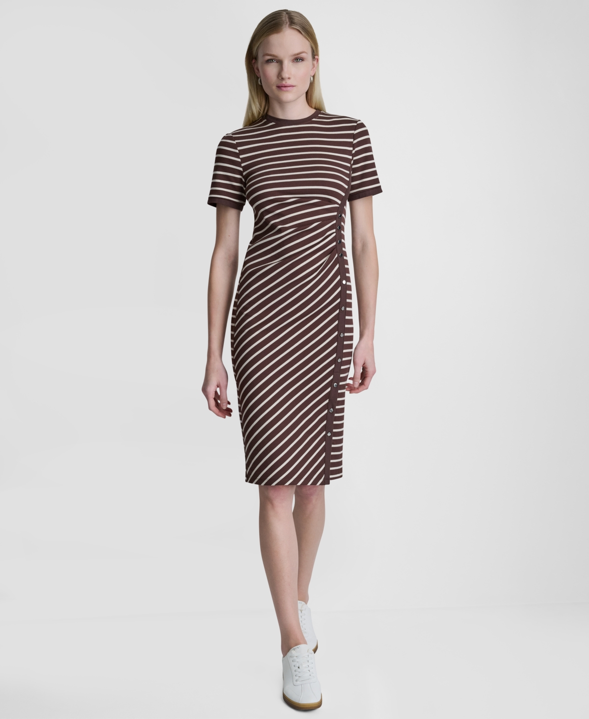 Click here for Dkny Womens Short-Sleeve Crewneck Midi Dress - Jav... prices
