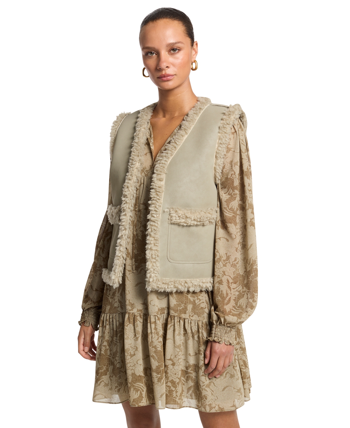 Click here for Michael Kors Womens Faux Shearling Sleeveless Vest... prices