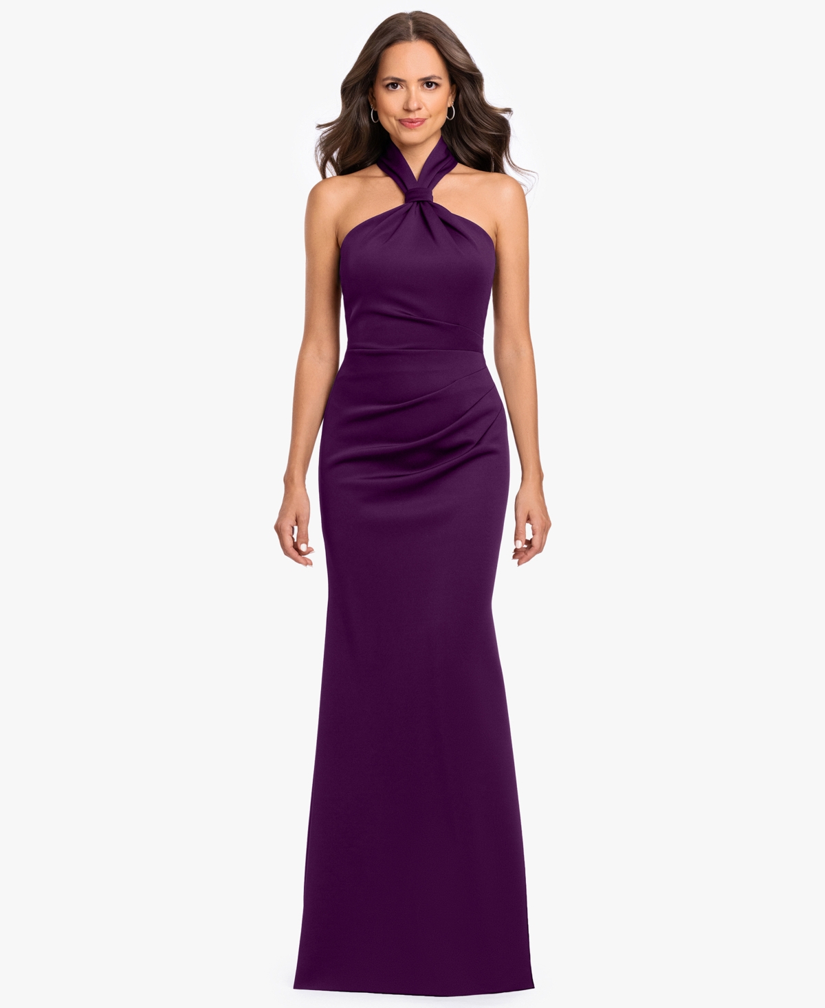 Click here for Betsy & Adam Womens Halter Ruched Gown - Plum prices