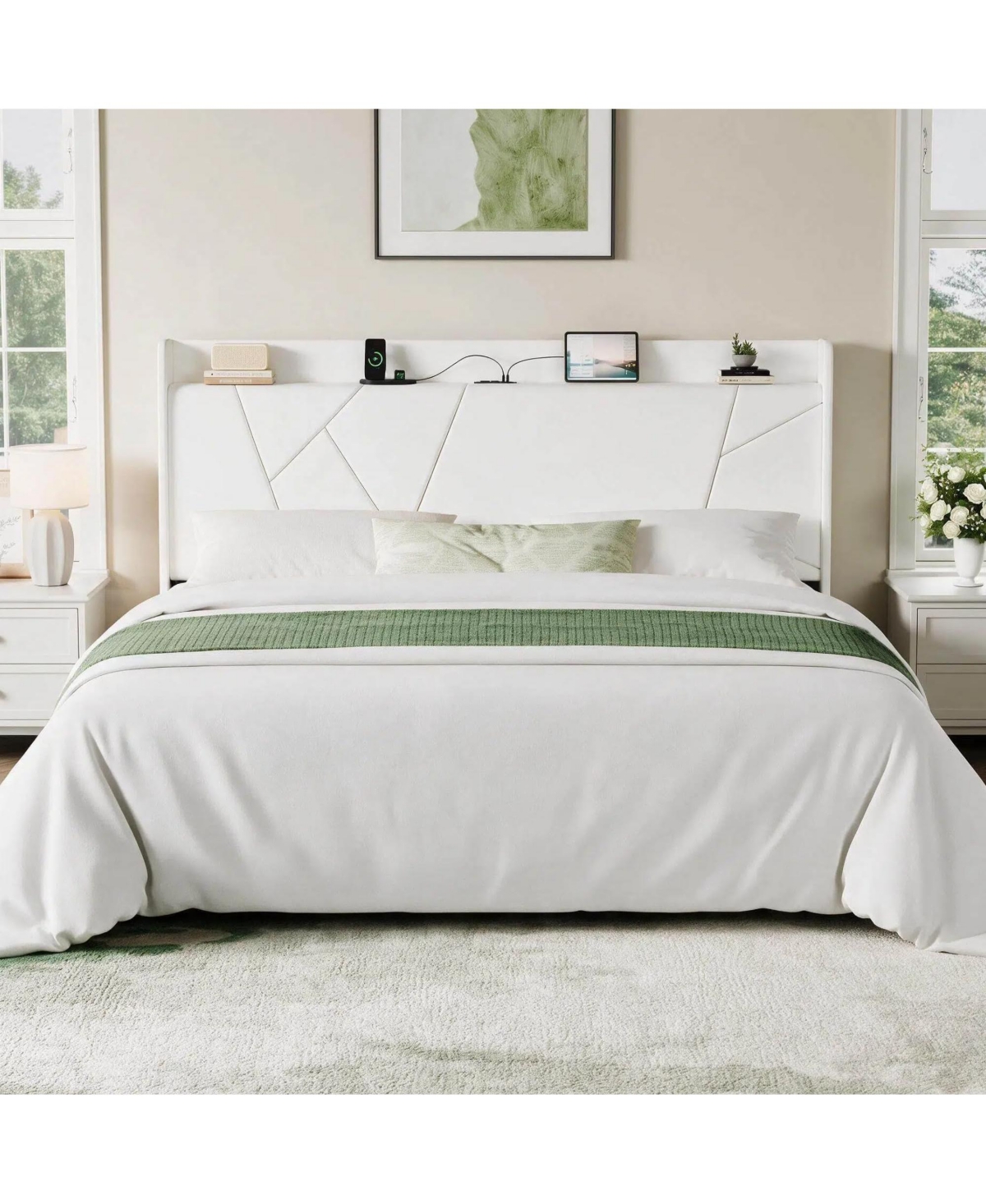Click here for Bed Frame with Storage Headboard and Charging Stat... prices