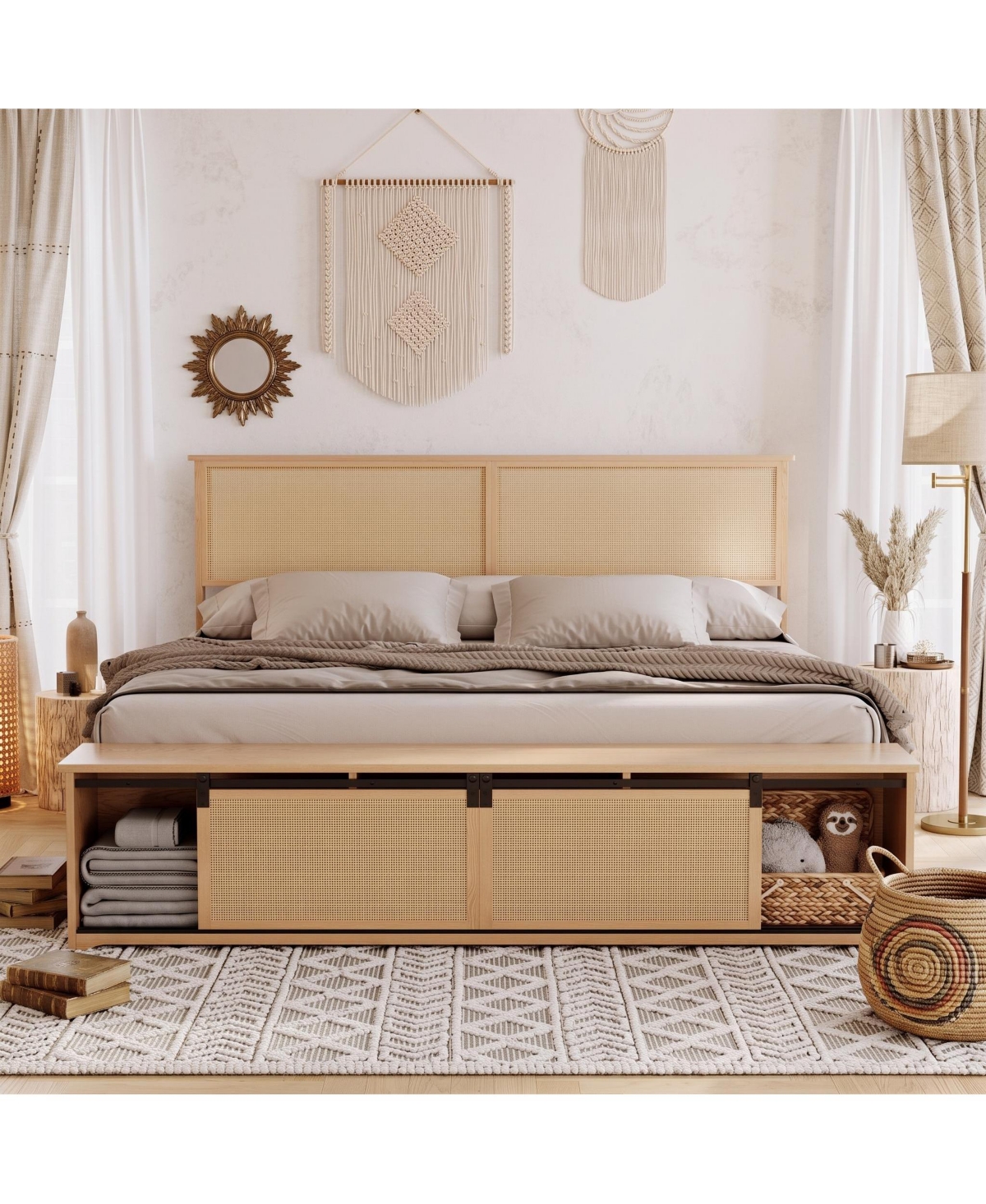 Click here for Full Rattan Bed Frame  Rattan Headboard and Rgb Le... prices