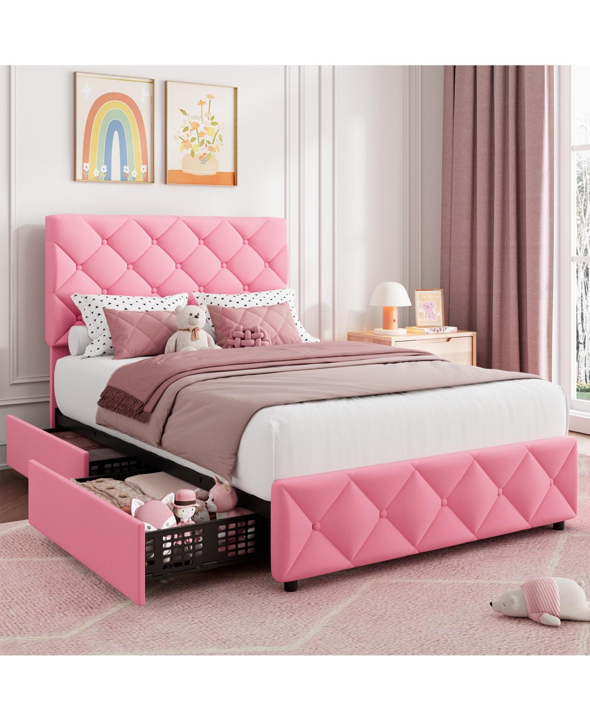 Click here for Bed Frame with 4 Storage Drawers and Adjustable He... prices