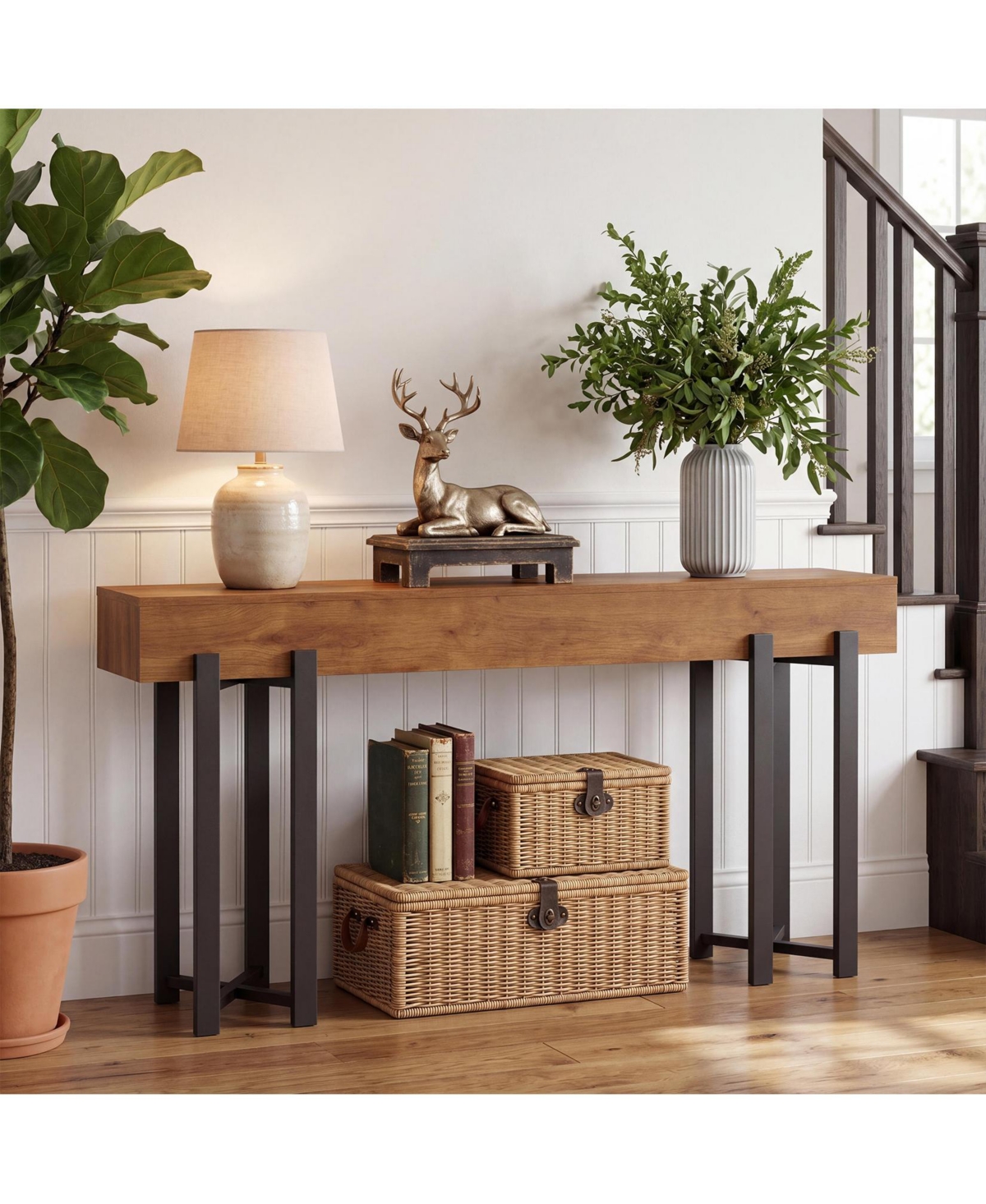 Click here for 63 Modern Console Table  Wood Entryway Table with... prices