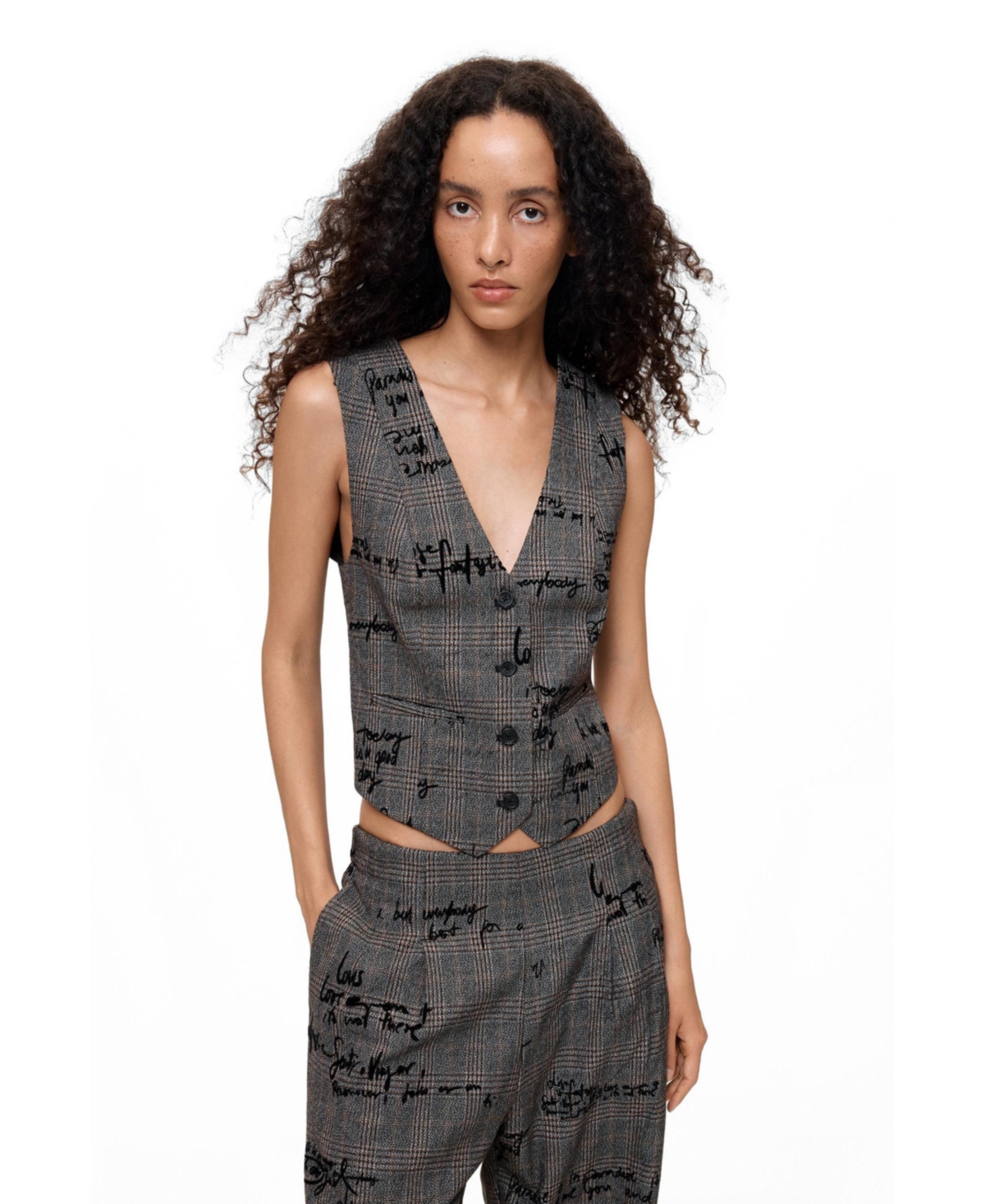 Click here for Desigual Womens Checkered vest with lettering prices