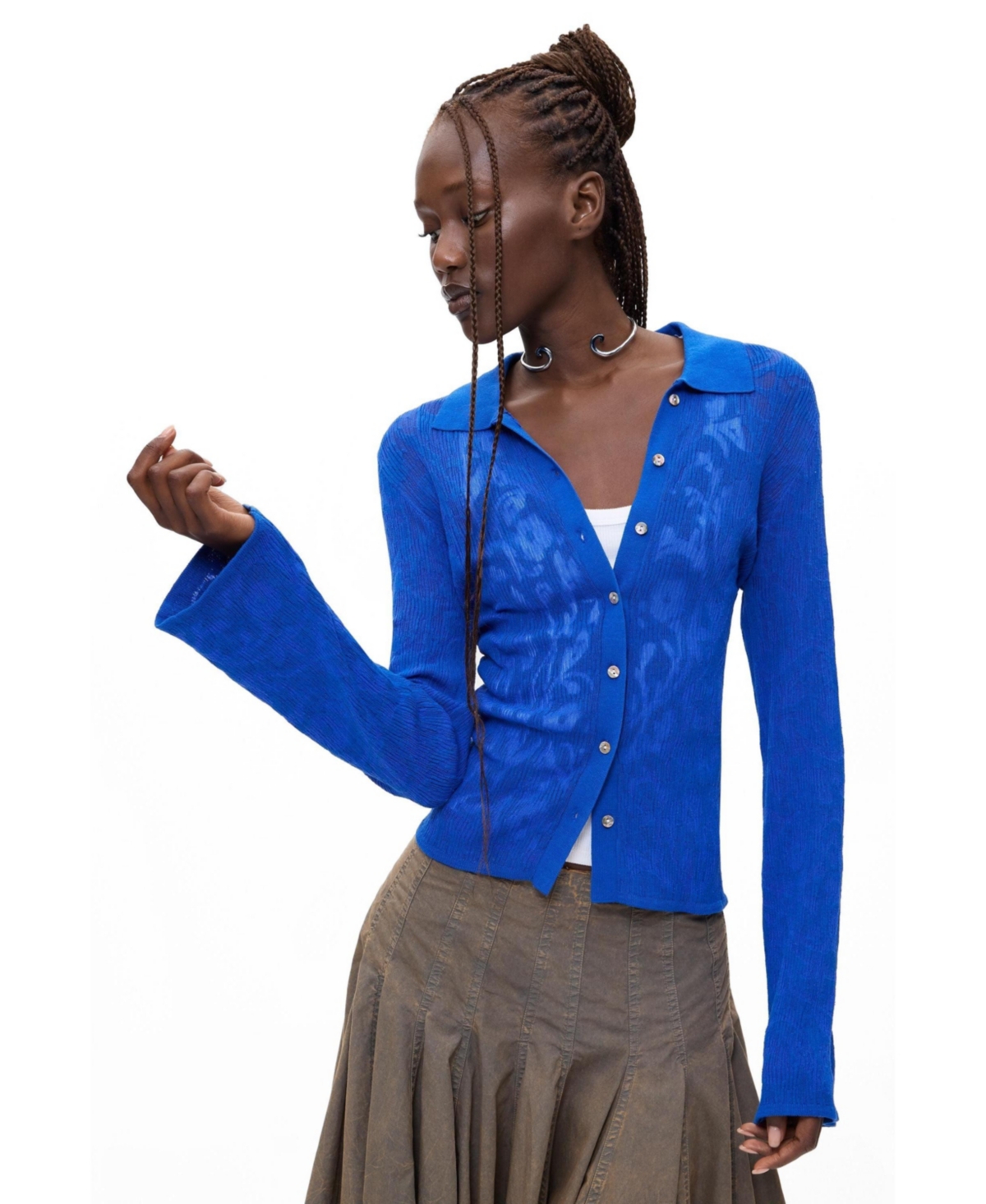 Click here for Desigual Womens Ribbed Shirt - Klein blue prices