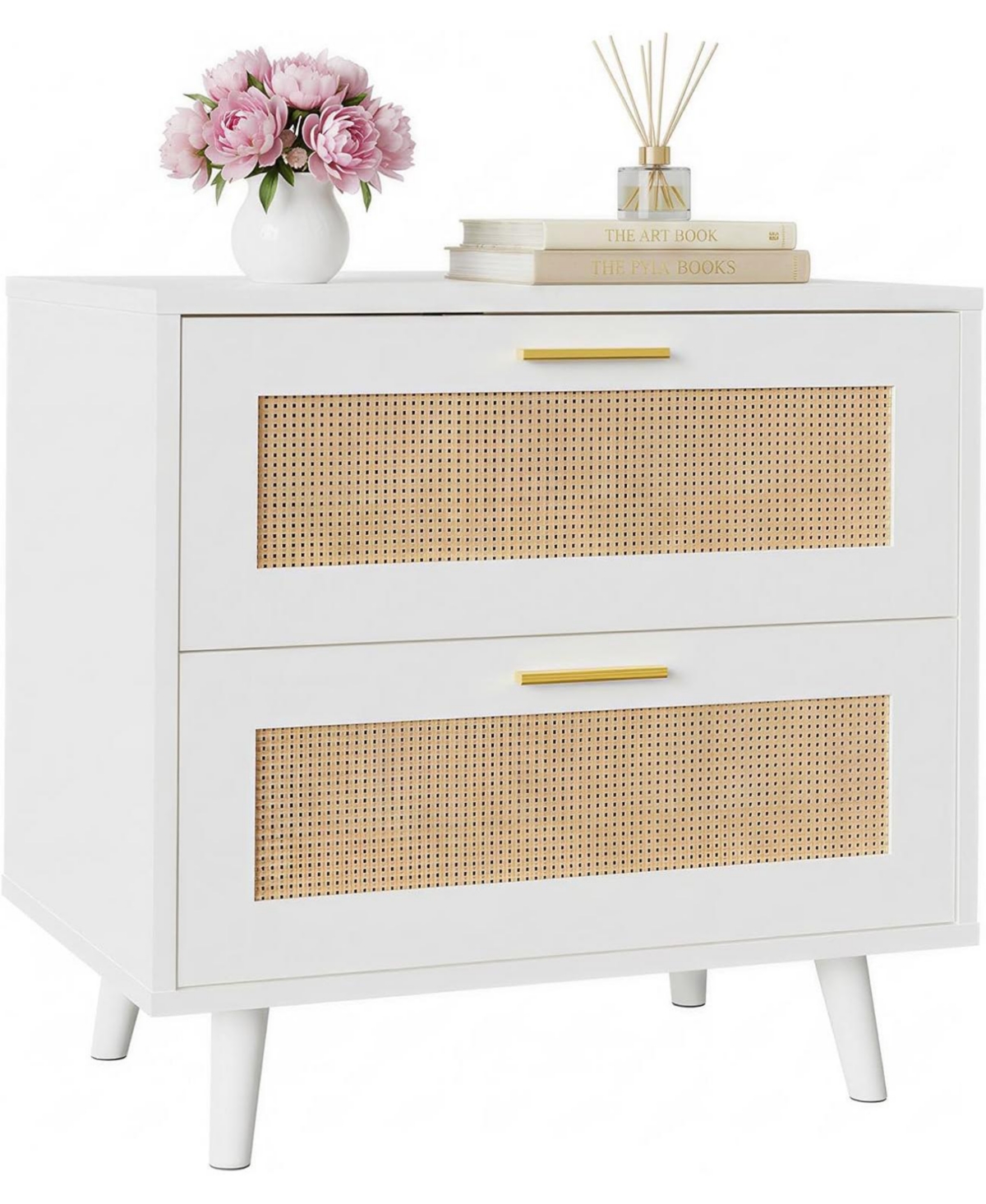 Click here for Rattan Nightstand with Charging Station - 2-Drawer... prices